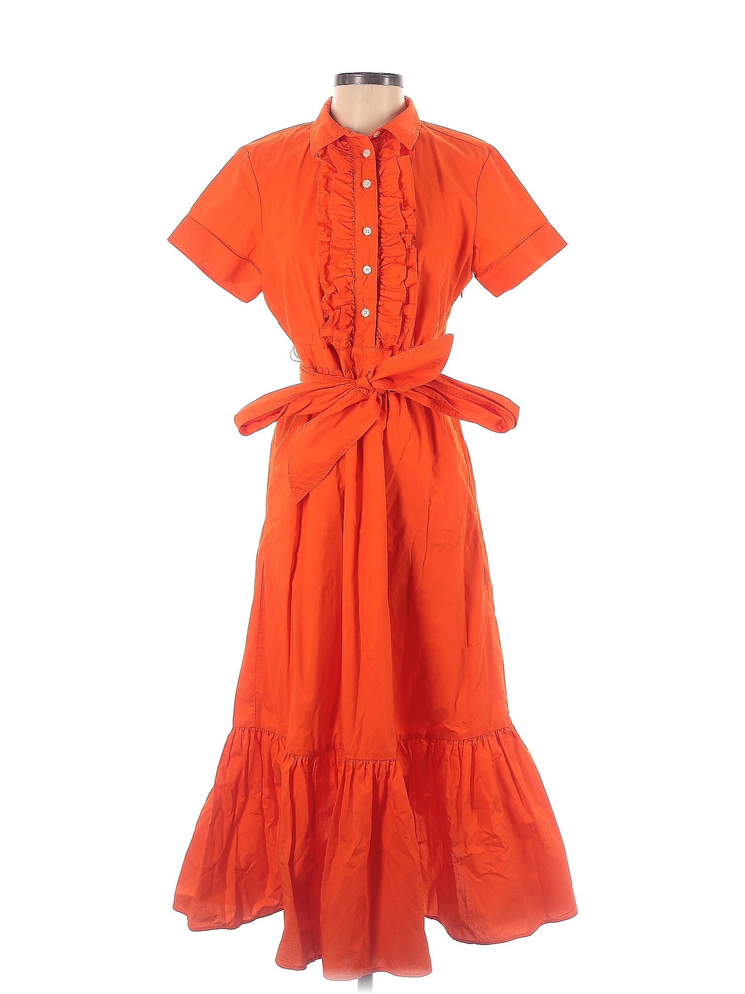J Crew 100 Cotton Solid Burnt Orange Orange Casual Dress Size 6 72