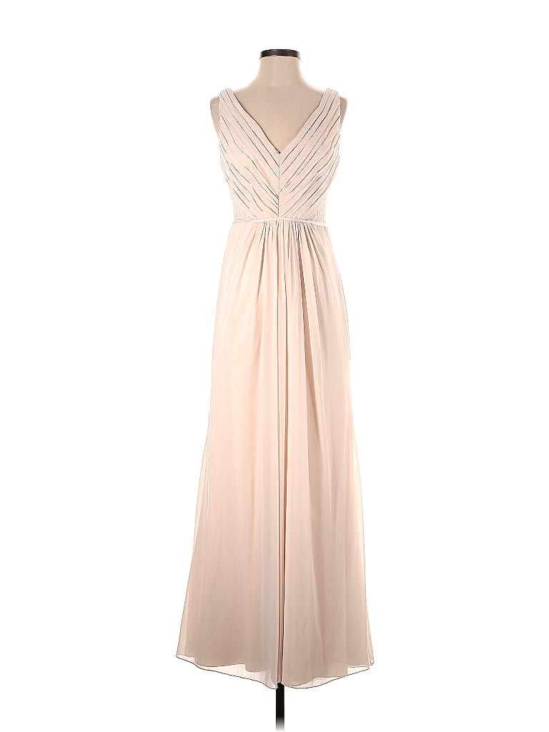 Monique Lhuillier Bridesmaid 100 Polyester Solid Tan Blush Amelia Gown