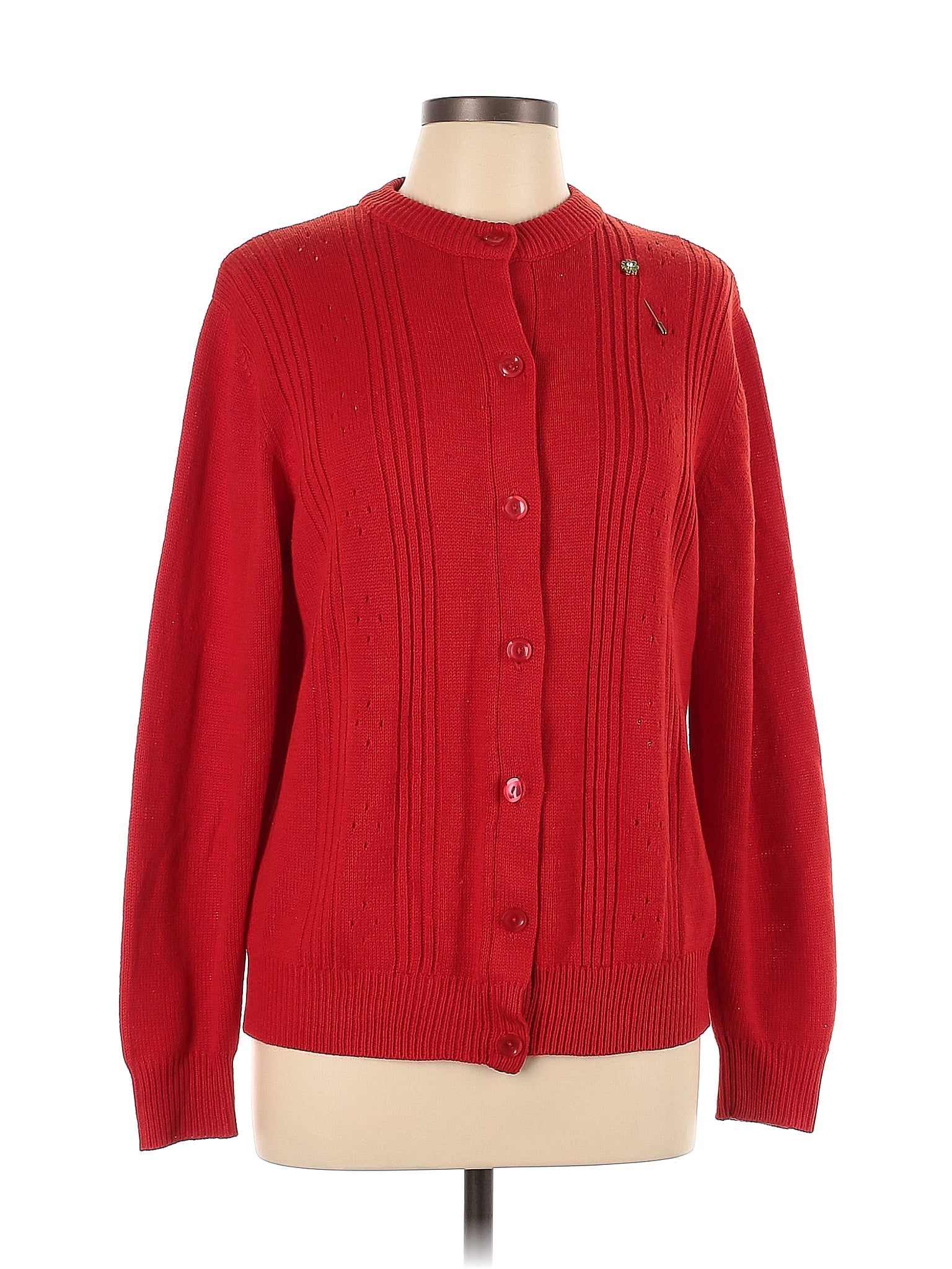Contemporary Color Block Solid Red Cardigan Size 42 (EU) - 73% off ...