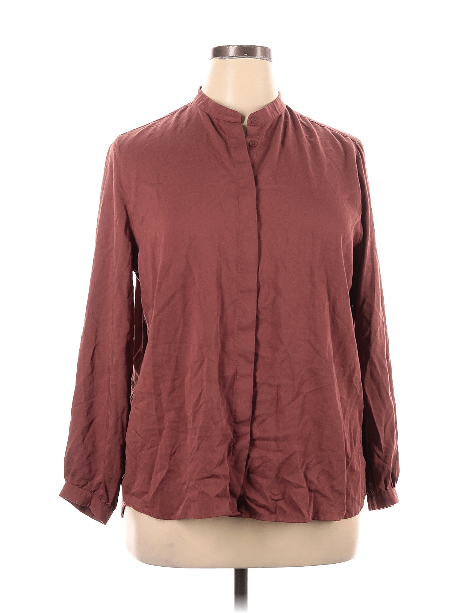 Uniqlo Burgundy Long Sleeve Blouse Size Xl 54 Off Thredup