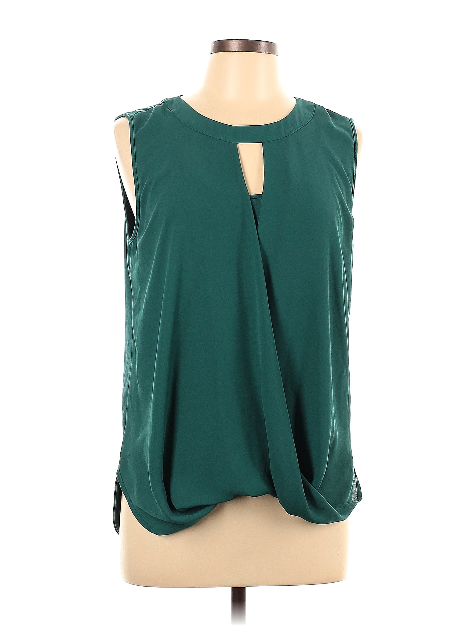 41hawthorn 100 Polyester Solid Teal Green Sleeveless Blouse Size L