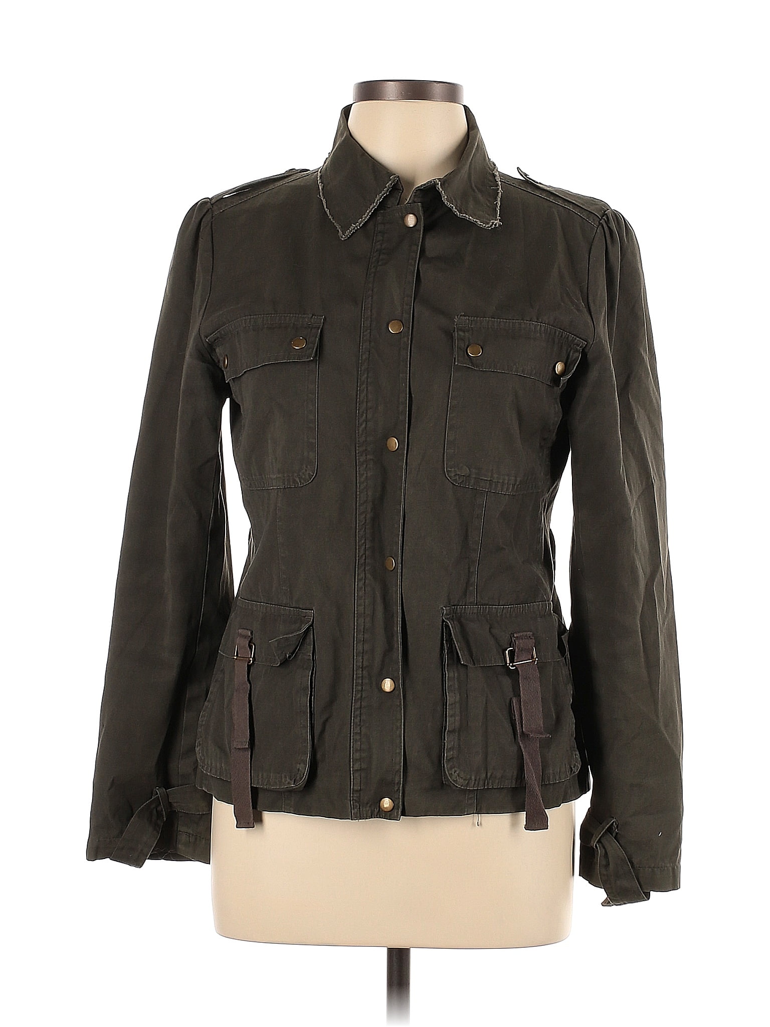 Sharagano 100% Cotton Solid Green Brown Denim Jacket Size L - 72% off ...