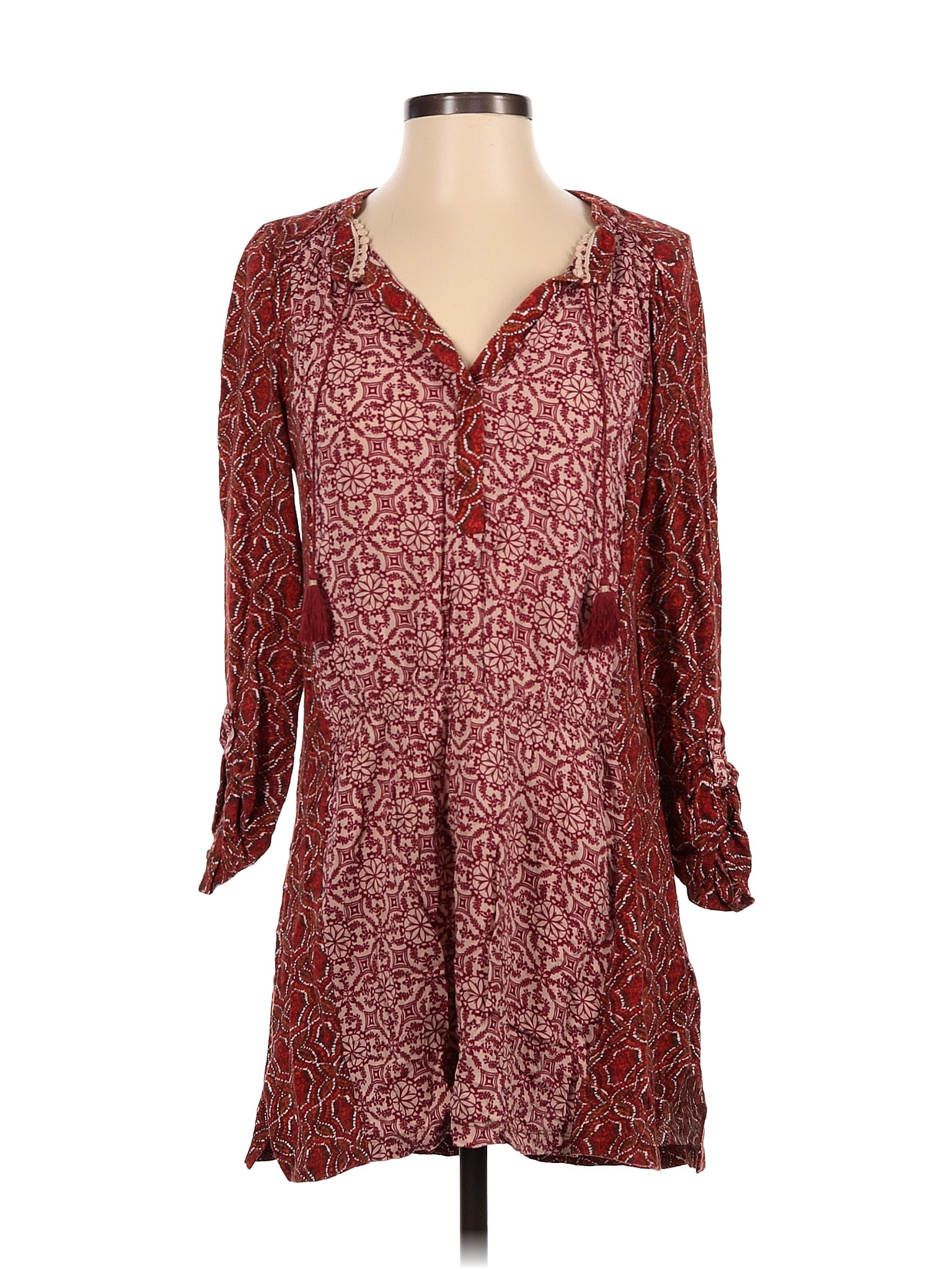 Akemi + Kin 100% Cotton Multi Color Burgundy Casual Dress Size XS - 68% ...