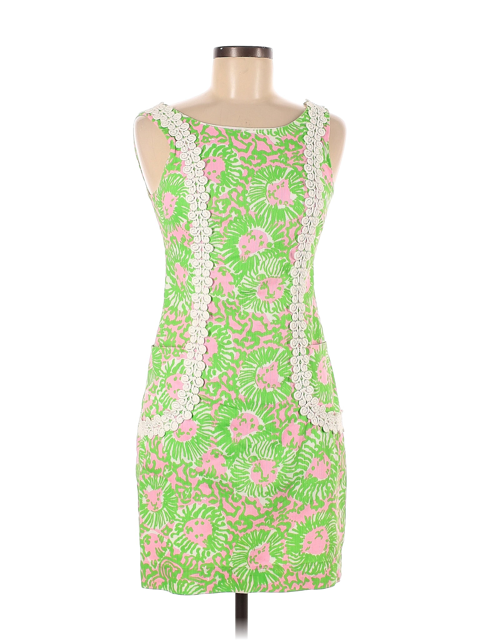 Lilly Pulitzer 100 Cotton Floral Green Cocktail Dress Size 2 67 Off