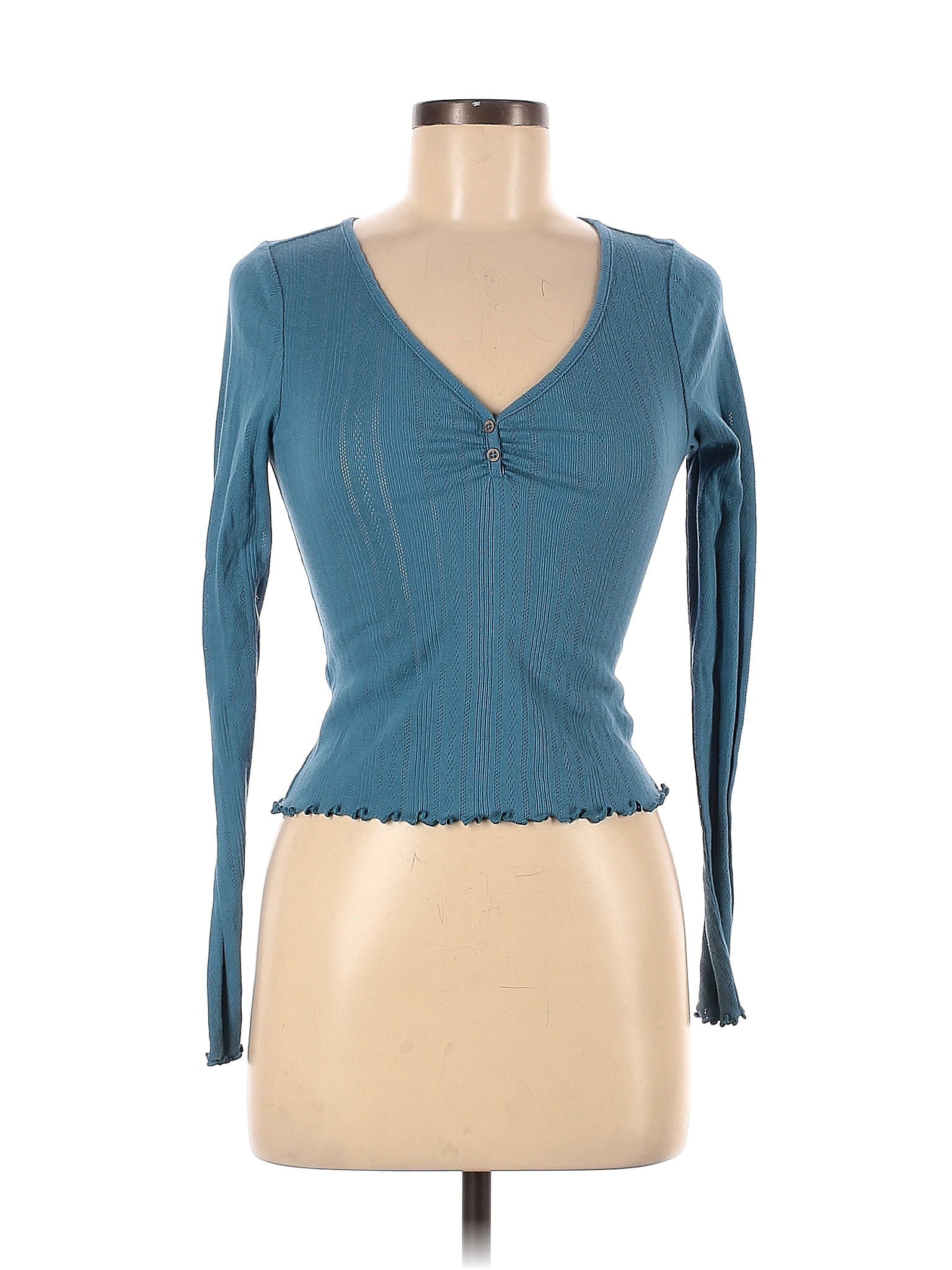 Wild Fable Teal Long Sleeve Blouse Size S 53 Off Thredup