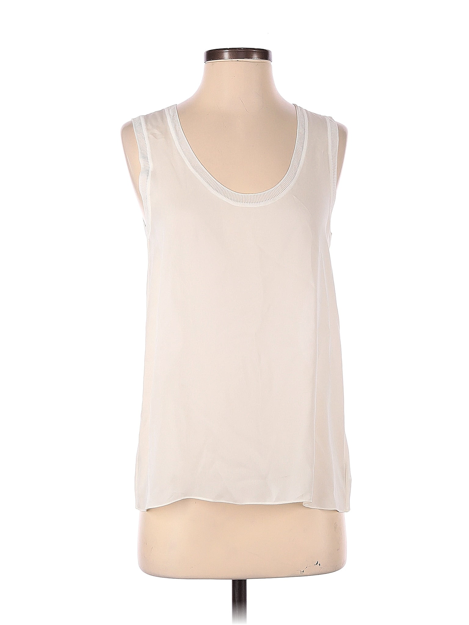Theory 100% Silk Solid Ivory Sleeveless Silk Top Size S - 81% off | thredUP