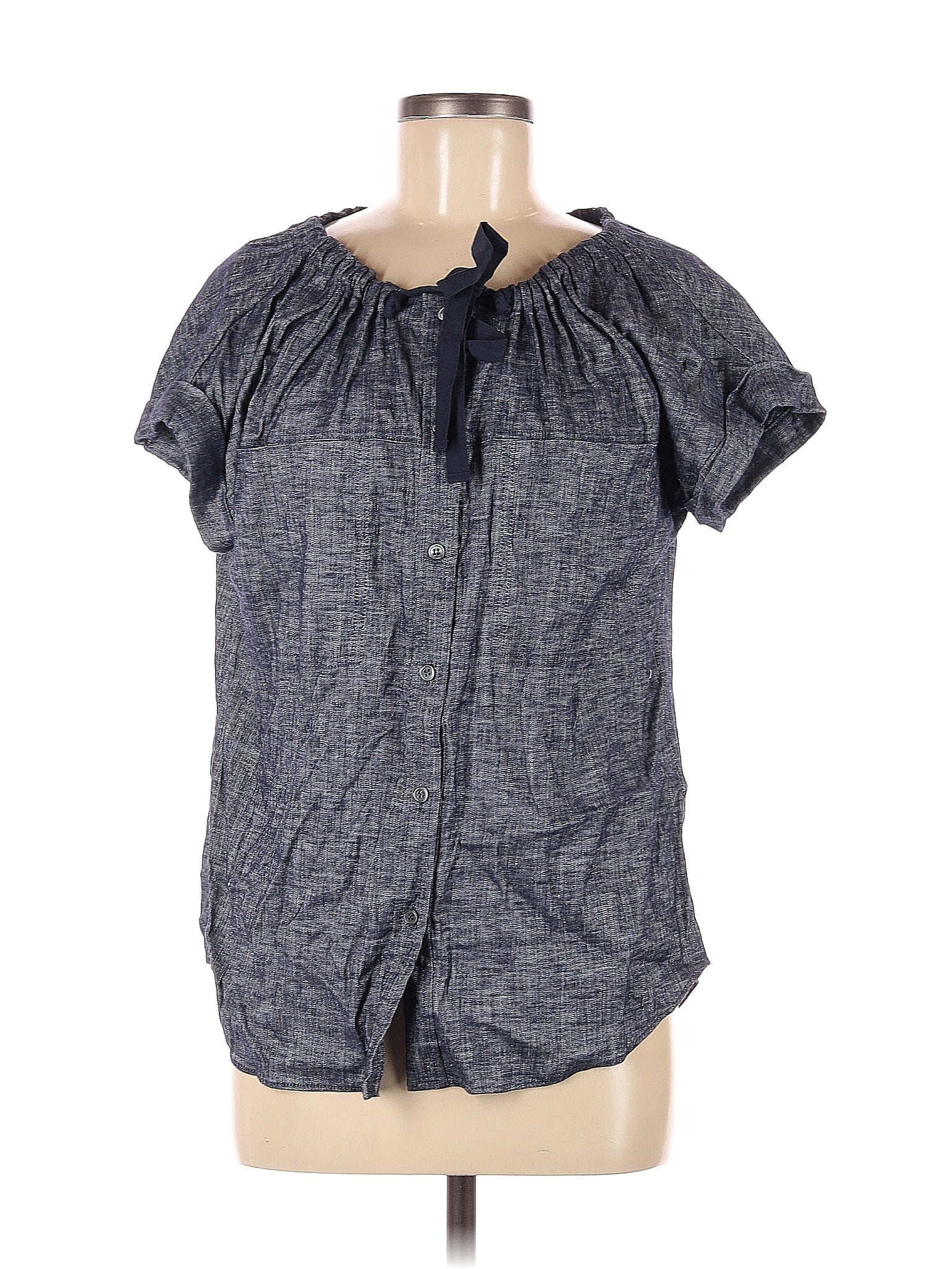 Theory Gray Blue Short Sleeve Blouse Size M 83 Off Thredup
