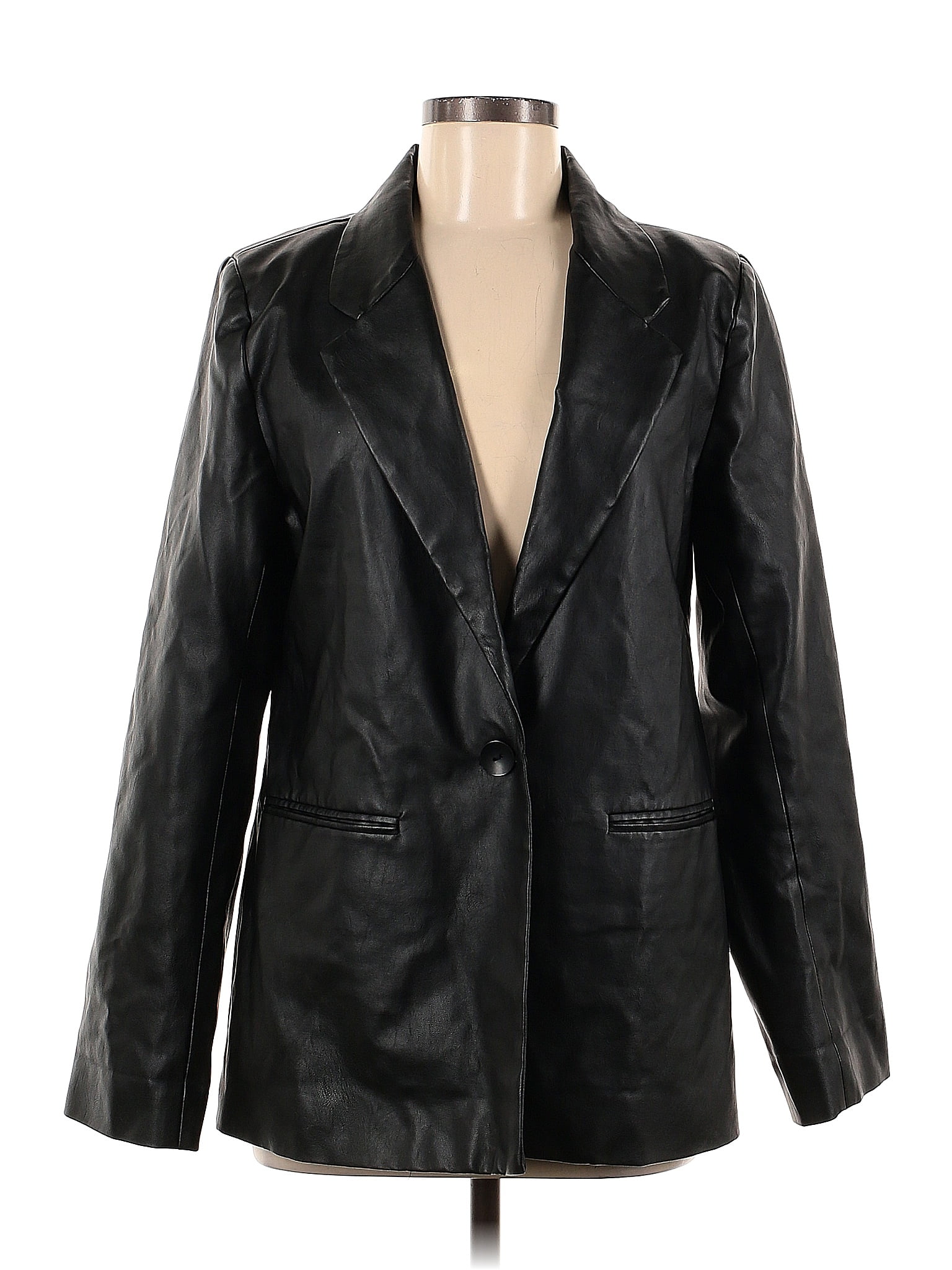 Glassons 100% Polyurethane Solid Black Faux Leather Jacket Size M - 56% off | thredUP