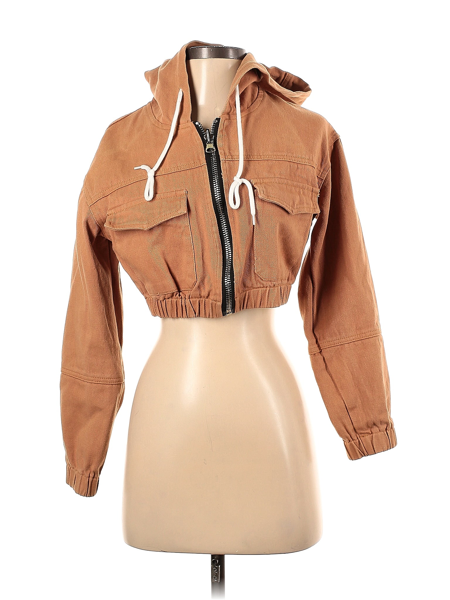 Shein Solid Tan Brown Denim Jacket Size XS - 45% off | thredUP