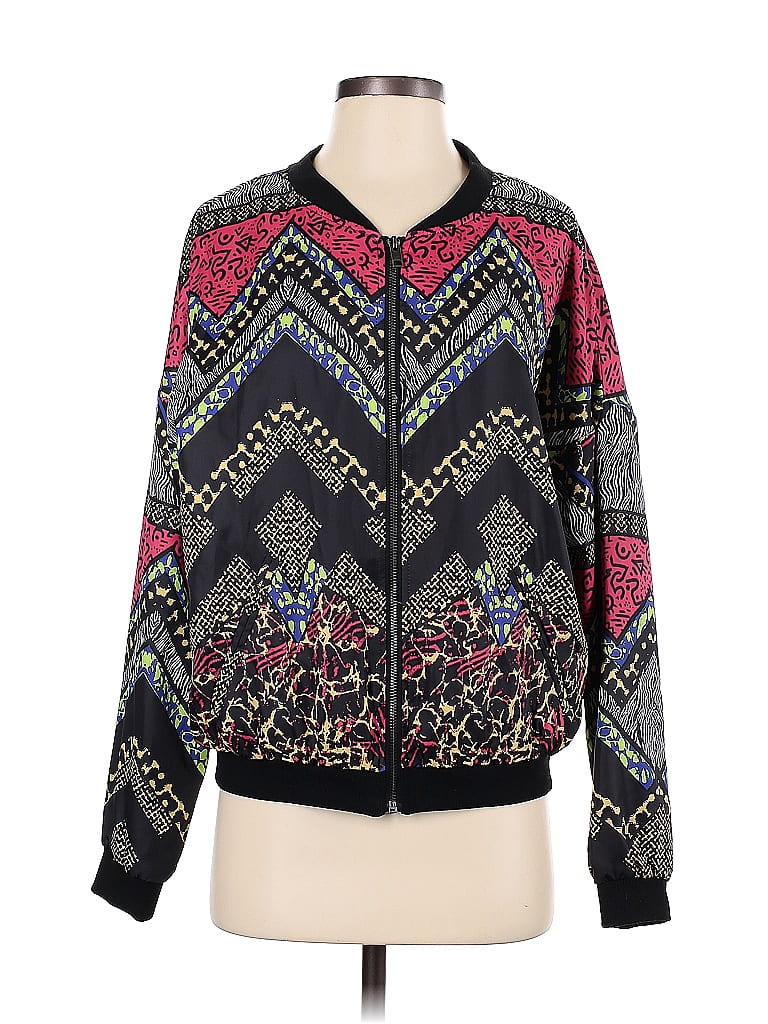 Divided by H&M 100% Polyester Chevron-herringbone Chevron Black Jacket ...