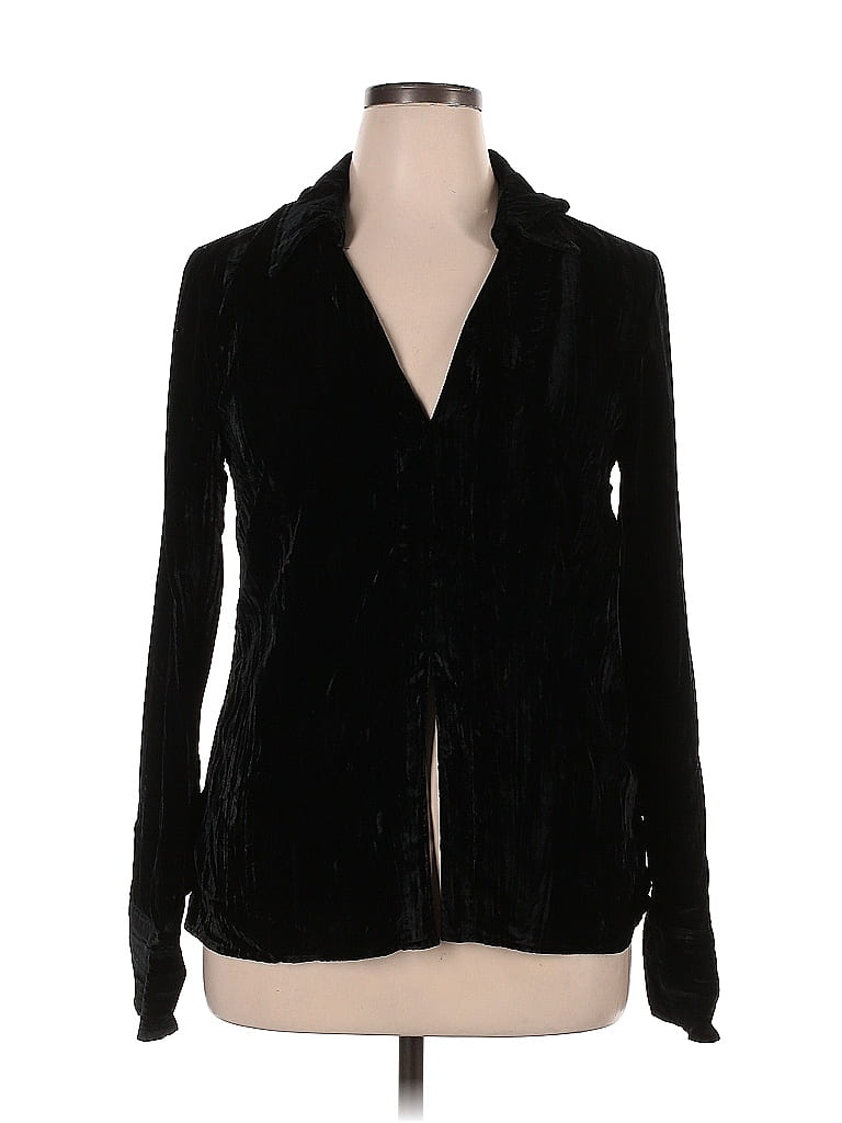 Who What Wear 100 Polyester Solid Black Long Sleeve Blouse Size Xl