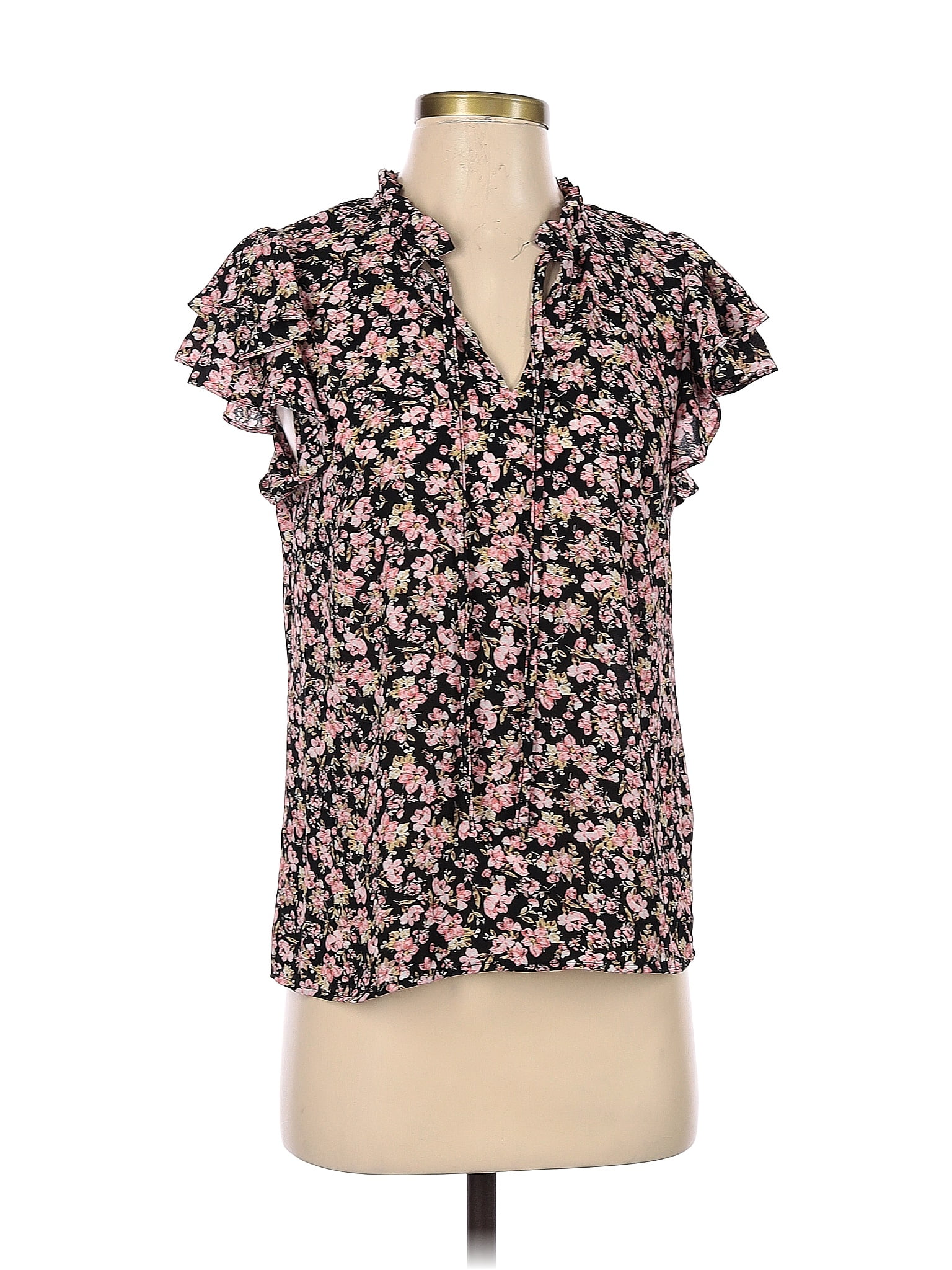 1 State 100 Polyester Floral Pink Short Sleeve Blouse Size Xs 74