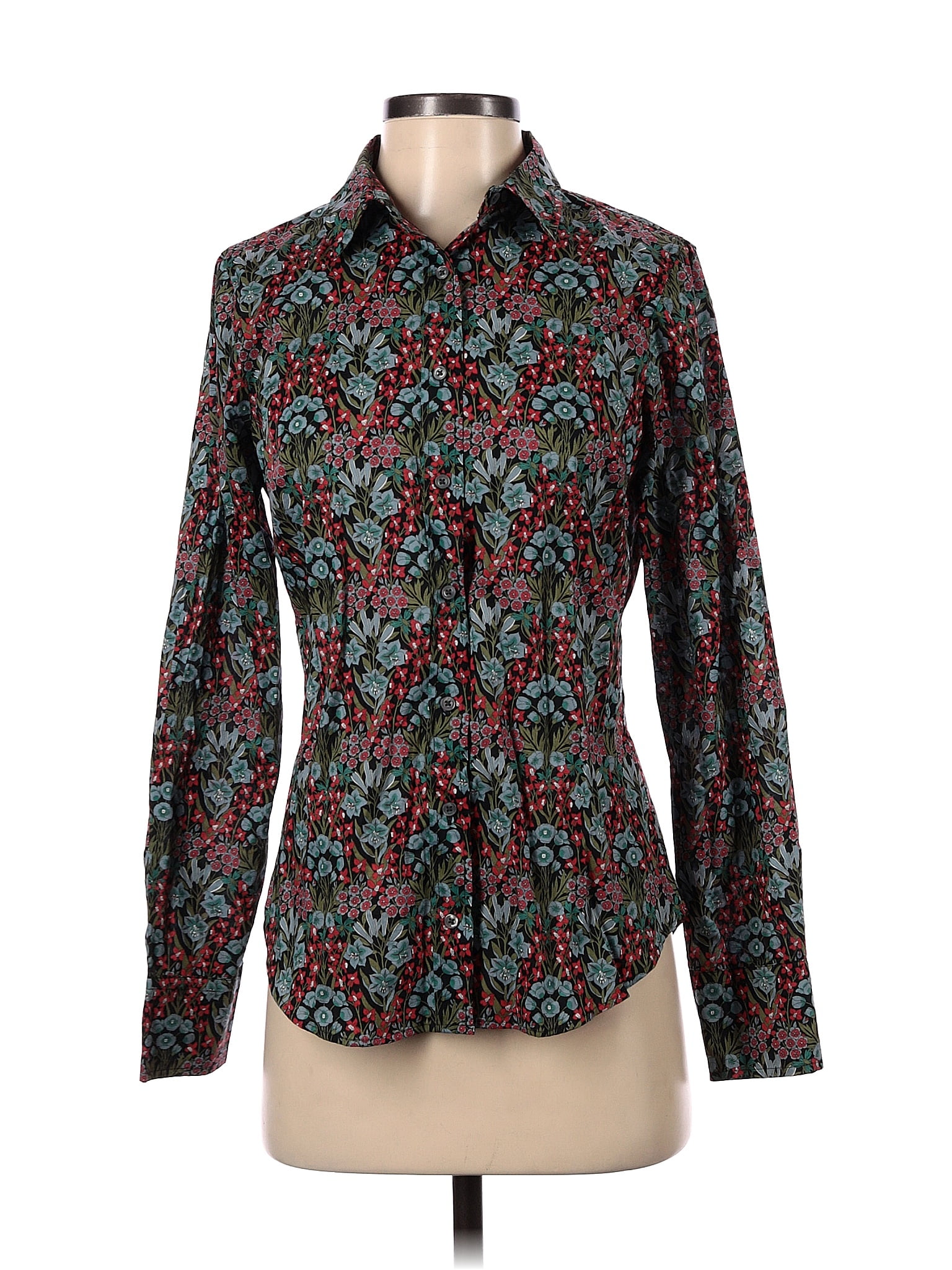 J.Crew 100% Cotton Floral Multi Color Black Long Sleeve Button-Down Shirt Size 4 - 72% off | thredUP