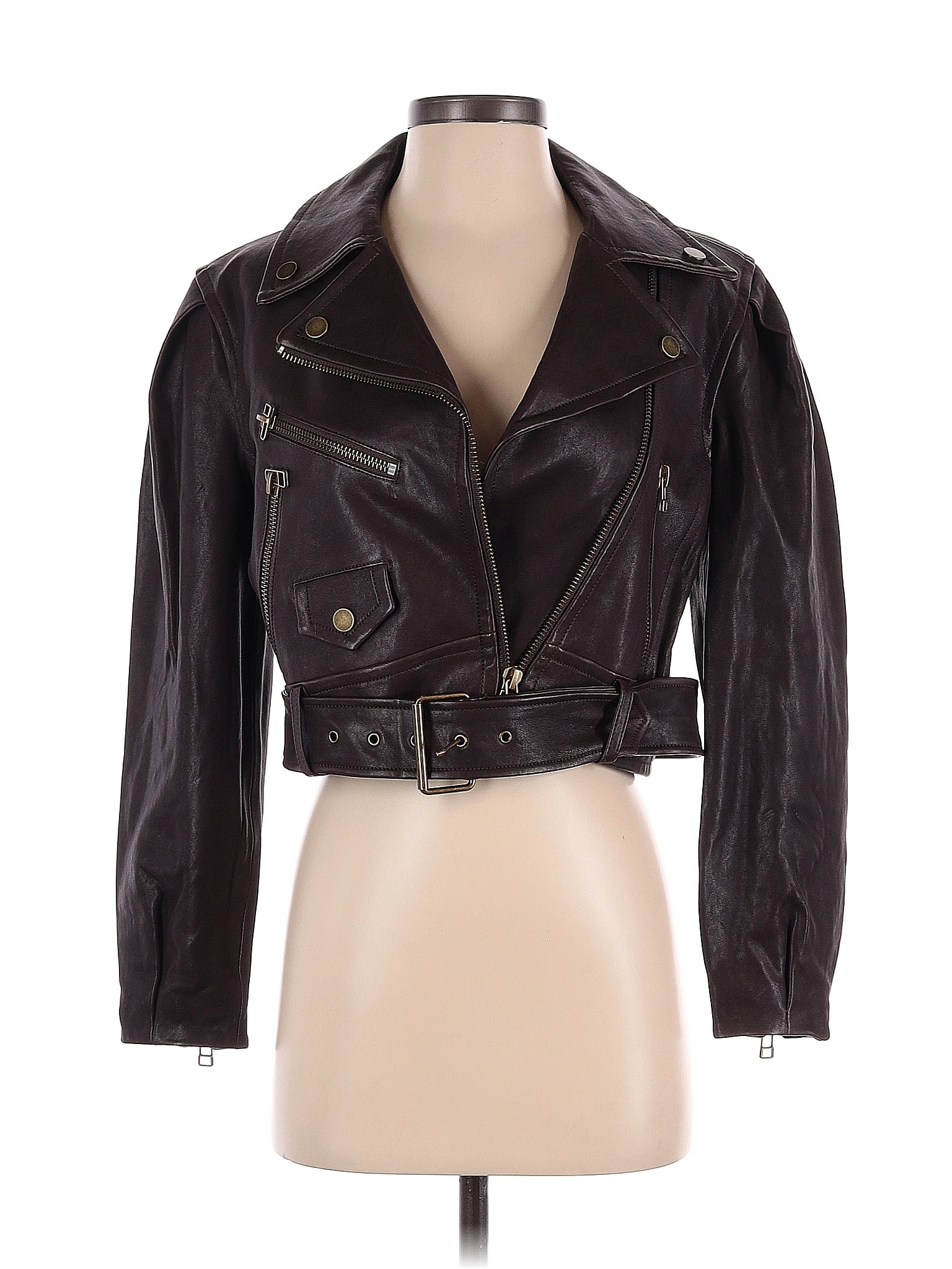 Veronica Beard 100% Leather Solid Brown Leather Jacket Size 0 - 78% off | thredUP
