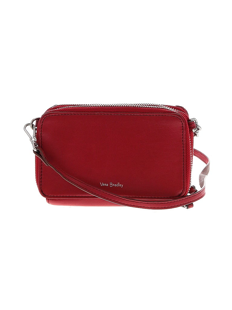 Vera Bradley 100% Leather Solid Red Leather Crossbody Bag One Size - 61 ...