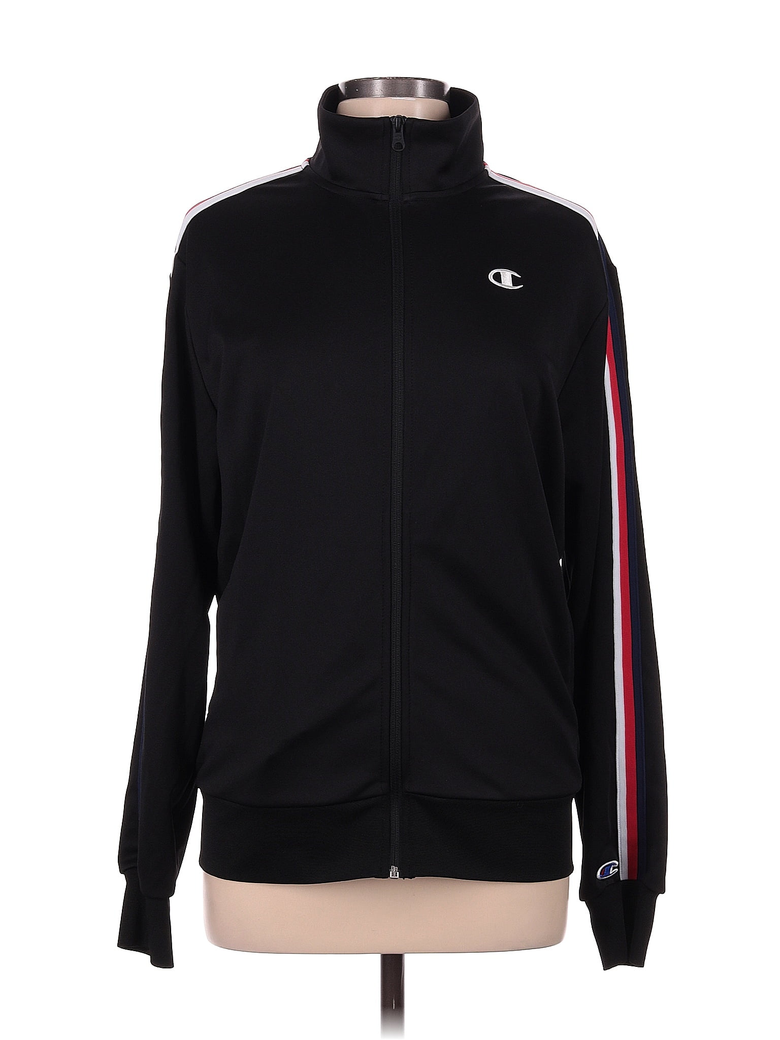 Champion 100% Polyester Solid Black Track Jacket Size M - 52% off | thredUP