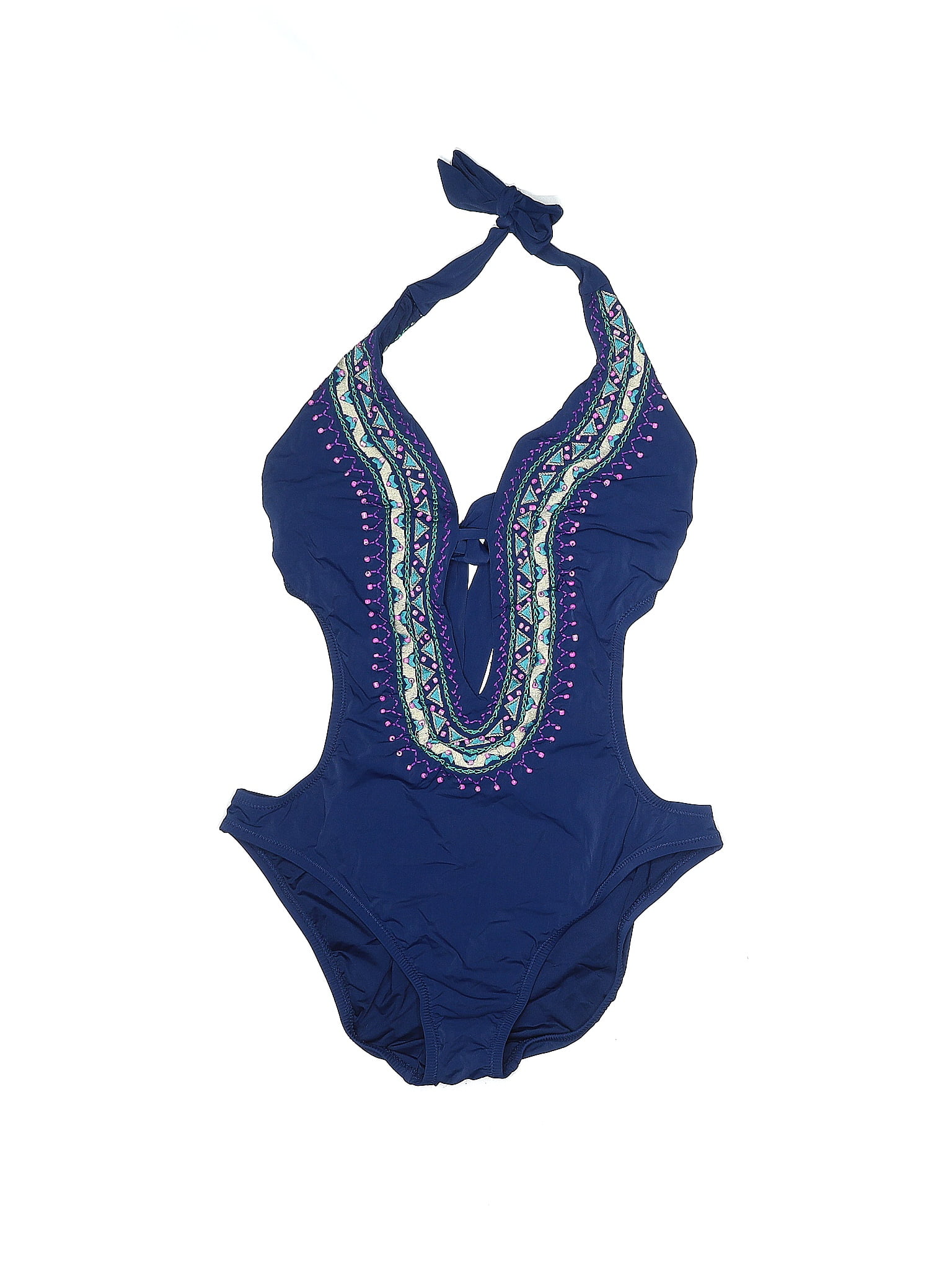 Nanette Lepore Solid Navy Blue One Piece Swimsuit Size M 67 Off