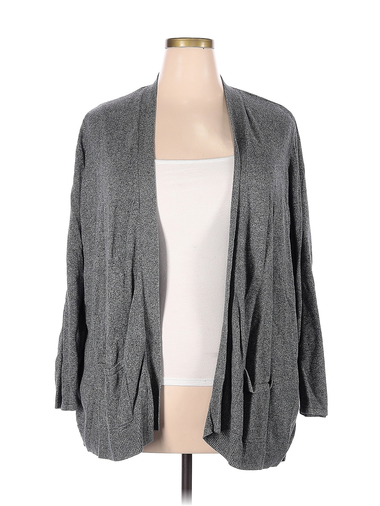 Croft & Barrow Color Block Marled Gray Cardigan Size 2X (Plus) - 43% ...