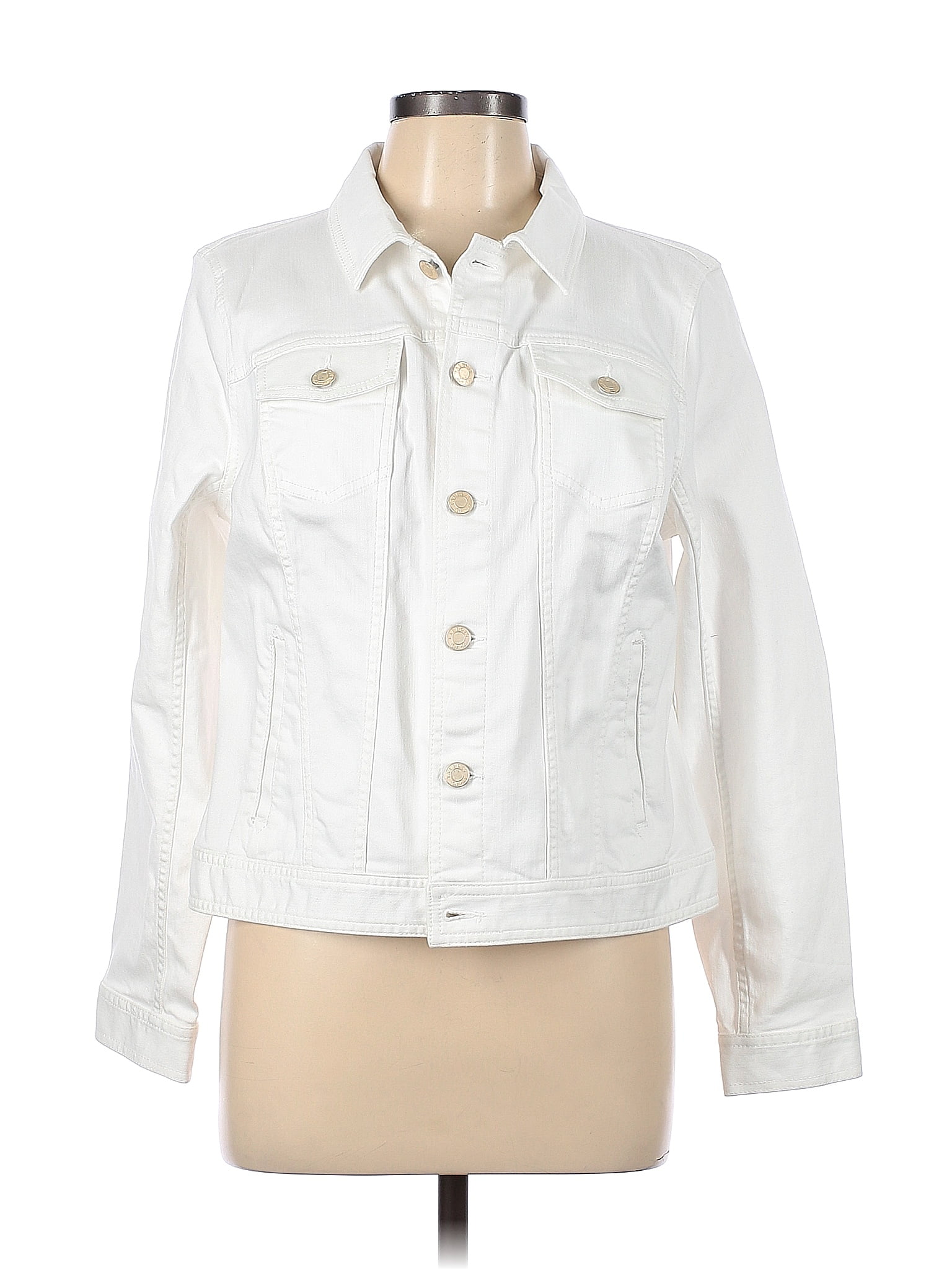 Talbots Solid White Denim Jacket Size L - 72% off | thredUP
