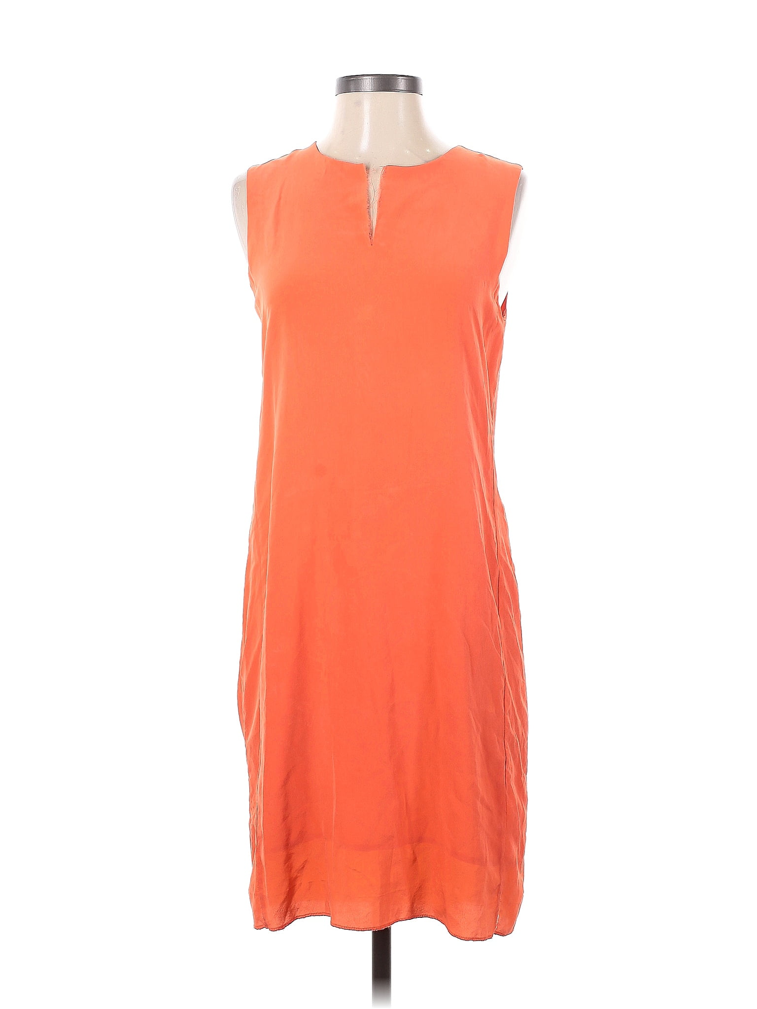 Cynthia Rowley Tjx 100 Silk Solid Orange Casual Dress Size 4 60 Off