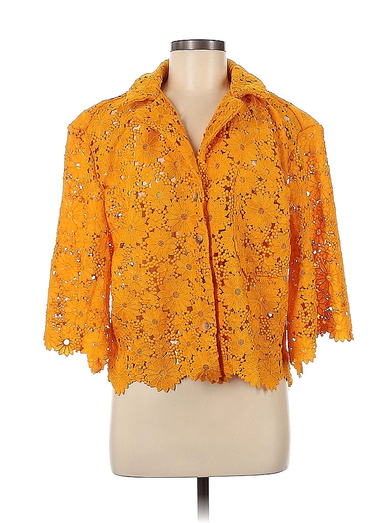 Maeve by Anthropologie 100% Polyester Floral Orange Jacket Size L ...