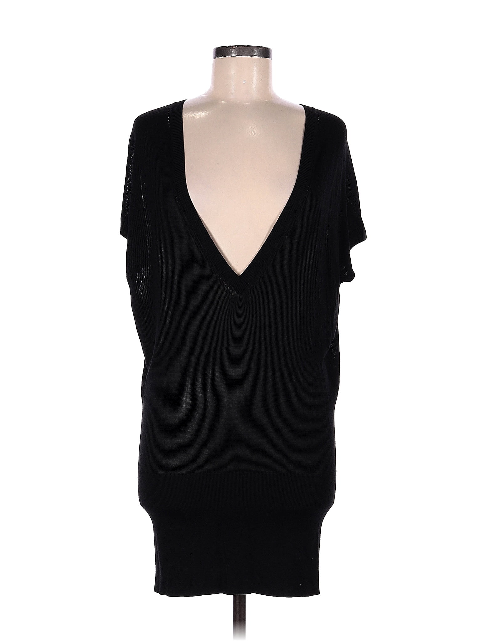 White House Black Market 100 Rayon Solid Black Casual Dress Size S