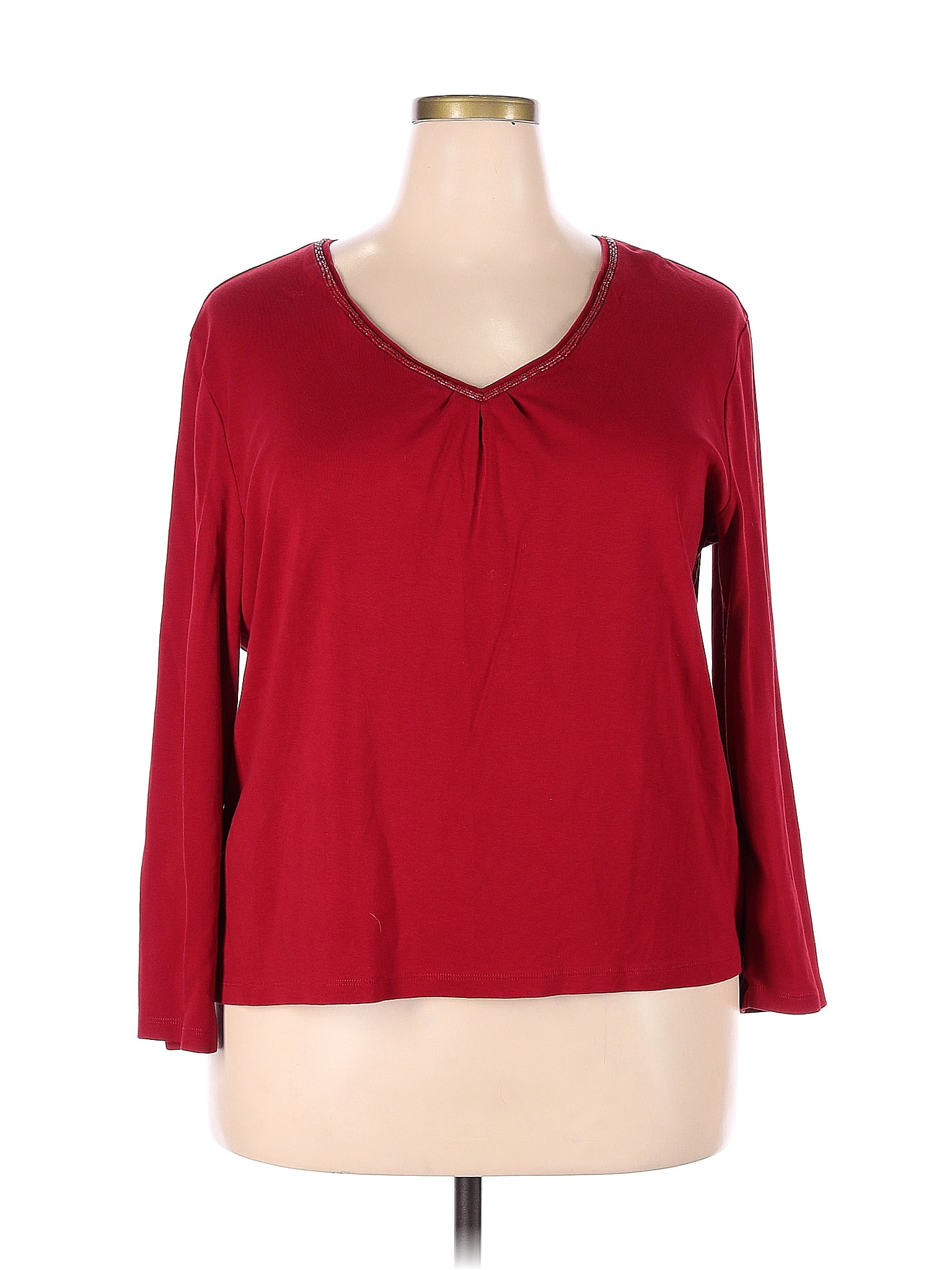 Talbots 100 Cotton Polka Dots Red Burgundy Long Sleeve Blouse Size 3x