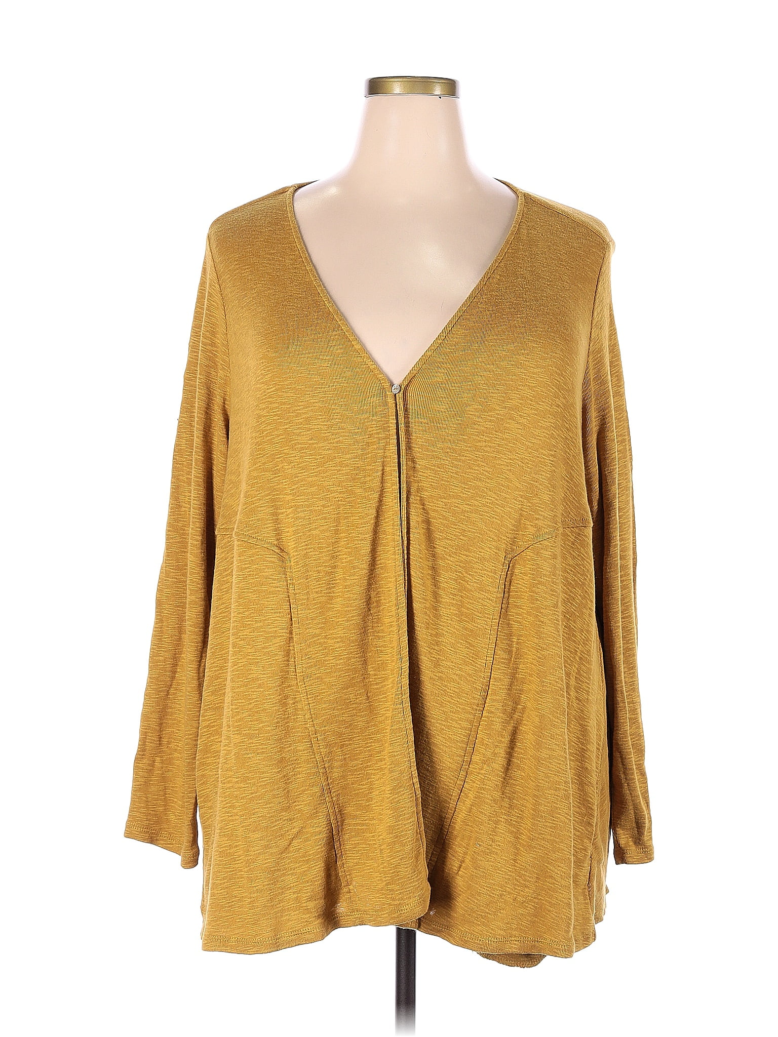 Logo By Lori Goldstein Solid Yellow Gold Sweatshirt Size 2x Plus 65