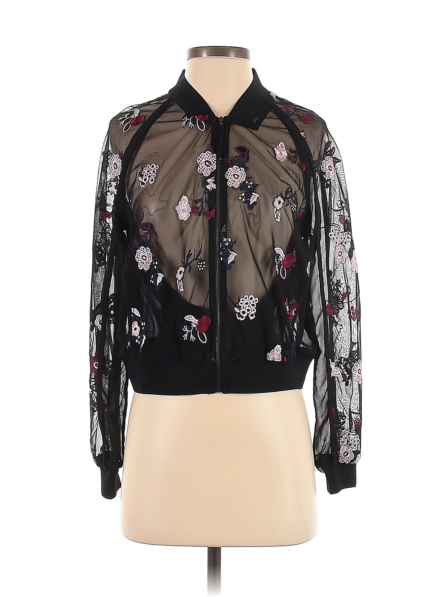 Lucy Paris 100% Polyester Color Block Floral Black Jacket Size S - 72% ...