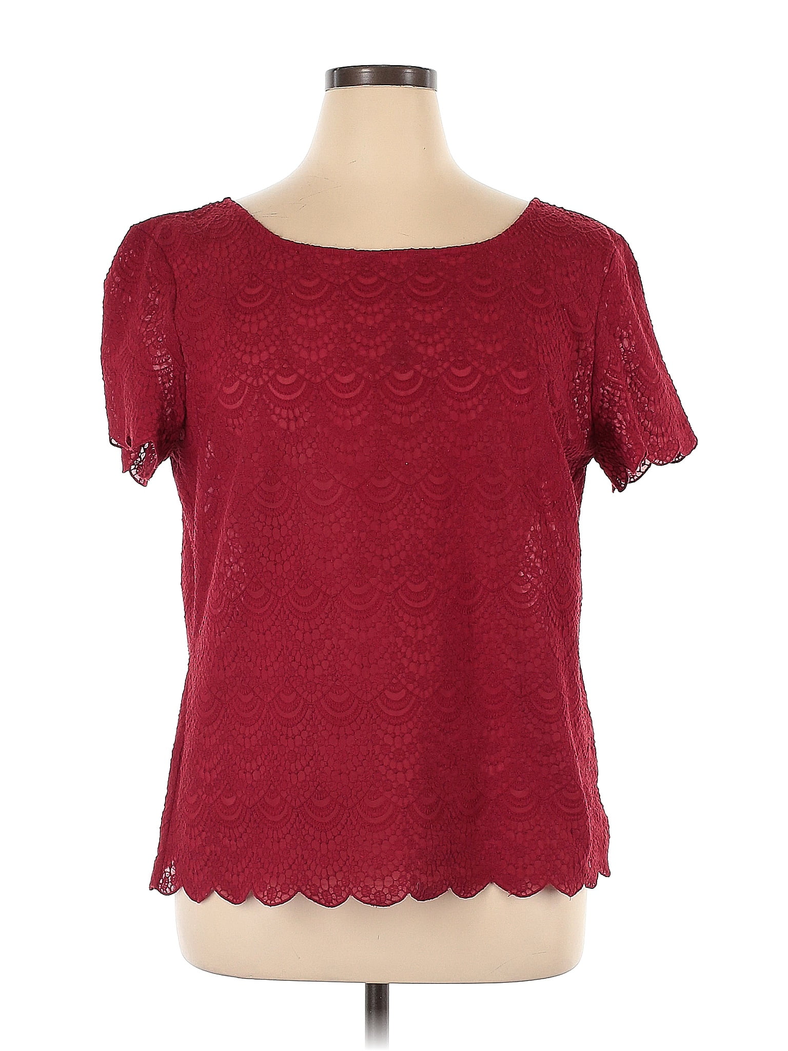 Ann Taylor Loft 100 Polyester Chevron Herringbone Chevron Red Burgundy