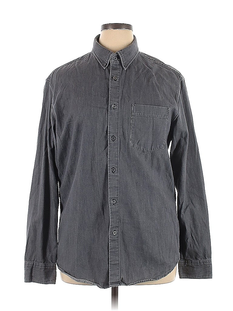 Uniqlo 100% Cotton Checkered-gingham Gray Long Sleeve Button-Down Shirt Size XL - 44% off | thredUP