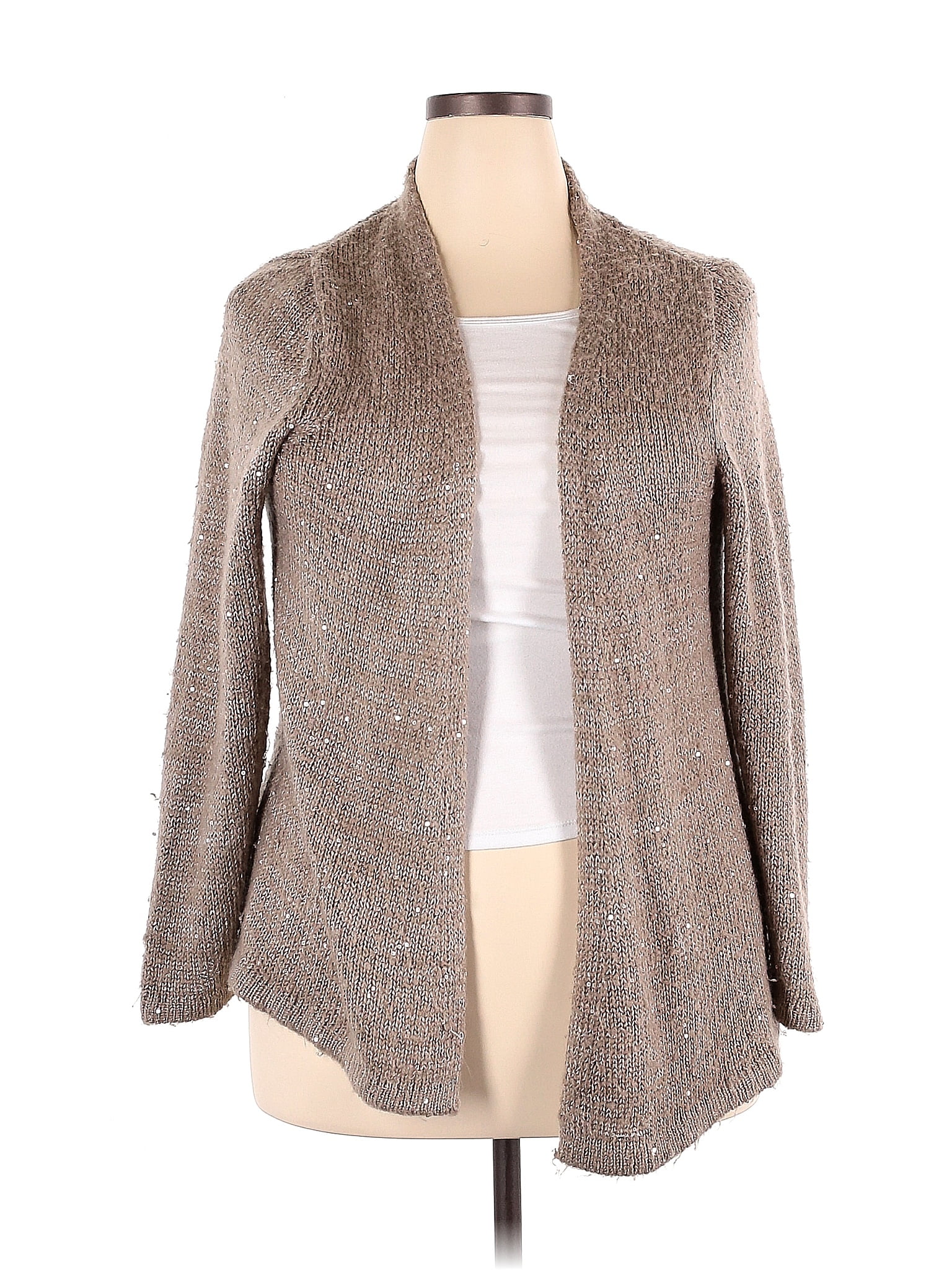 Croft & Barrow Color Block Tan Gray Cardigan Size 2X (Plus) - 37% off ...