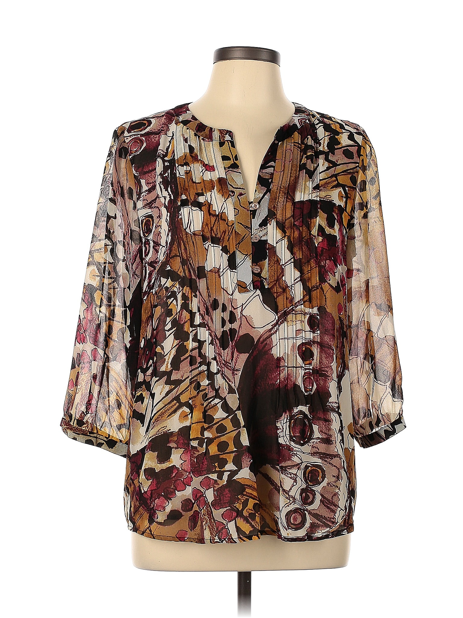 Calvin Klein Brown Long Sleeve Blouse Size L - 64% off | thredUP