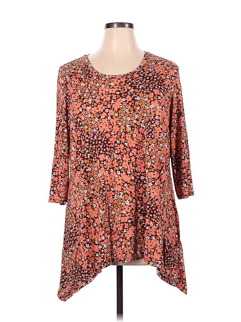 Logo By Lori Goldstein Multi Color Orange Long Sleeve Top Size Xl 67