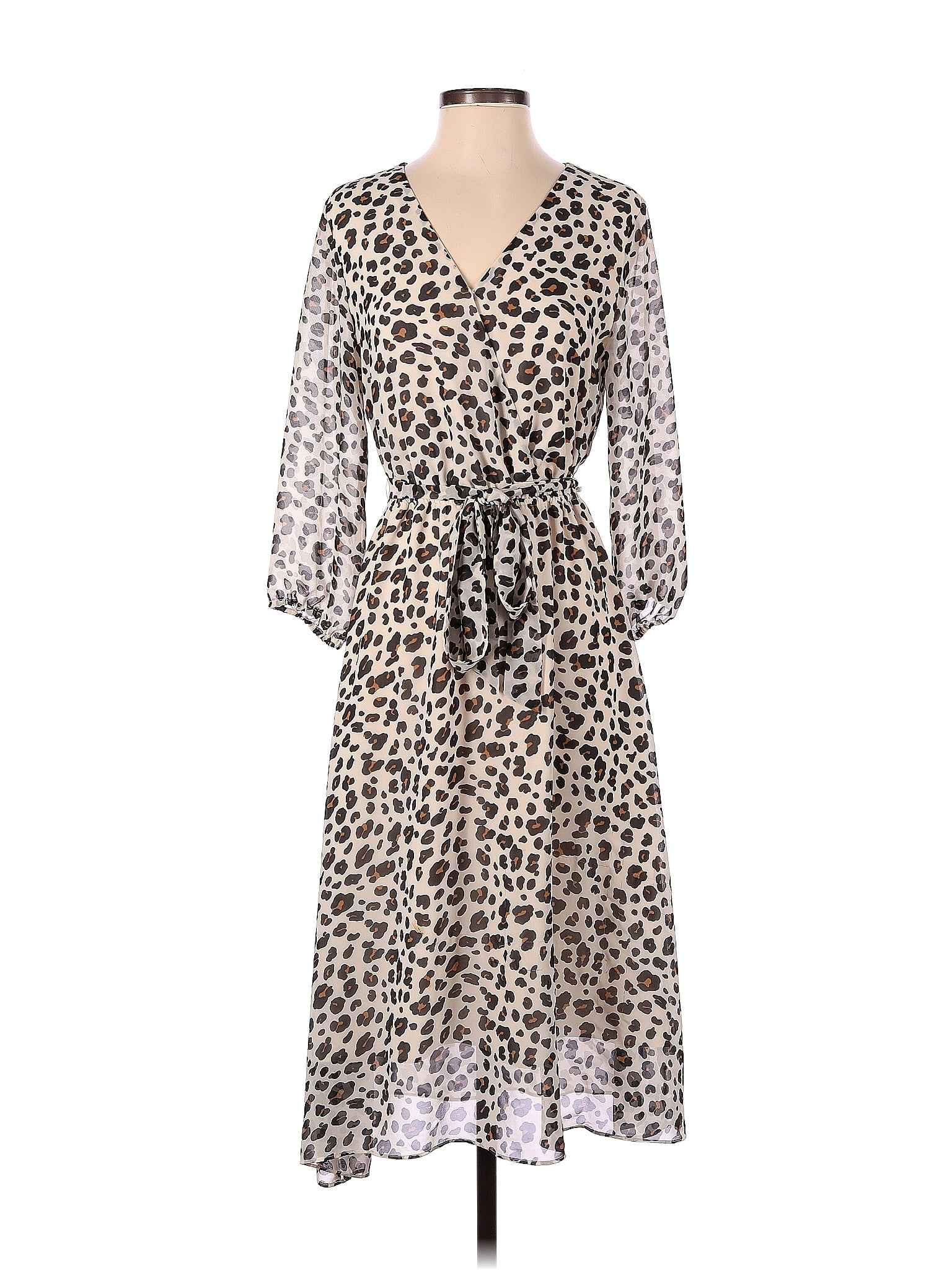 Ann Taylor Loft Outlet 100 Polyester Multi Color Brown Casual Dress