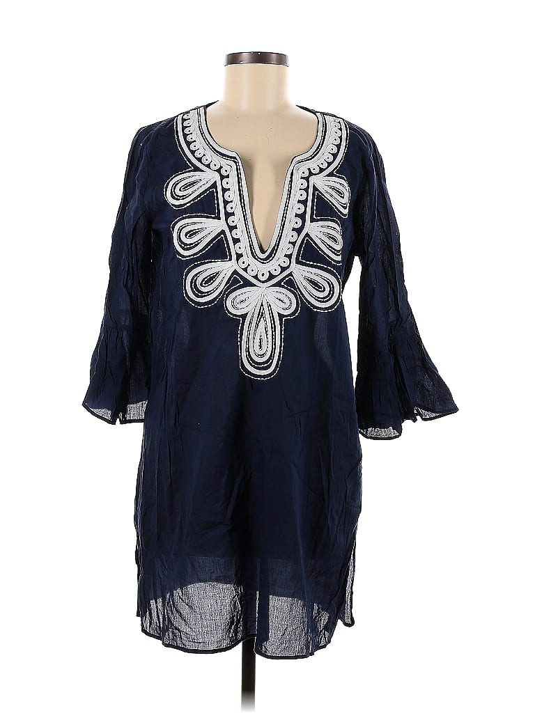Lilly Pulitzer 100 Cotton Solid Navy Blue Casual Dress Size M 64