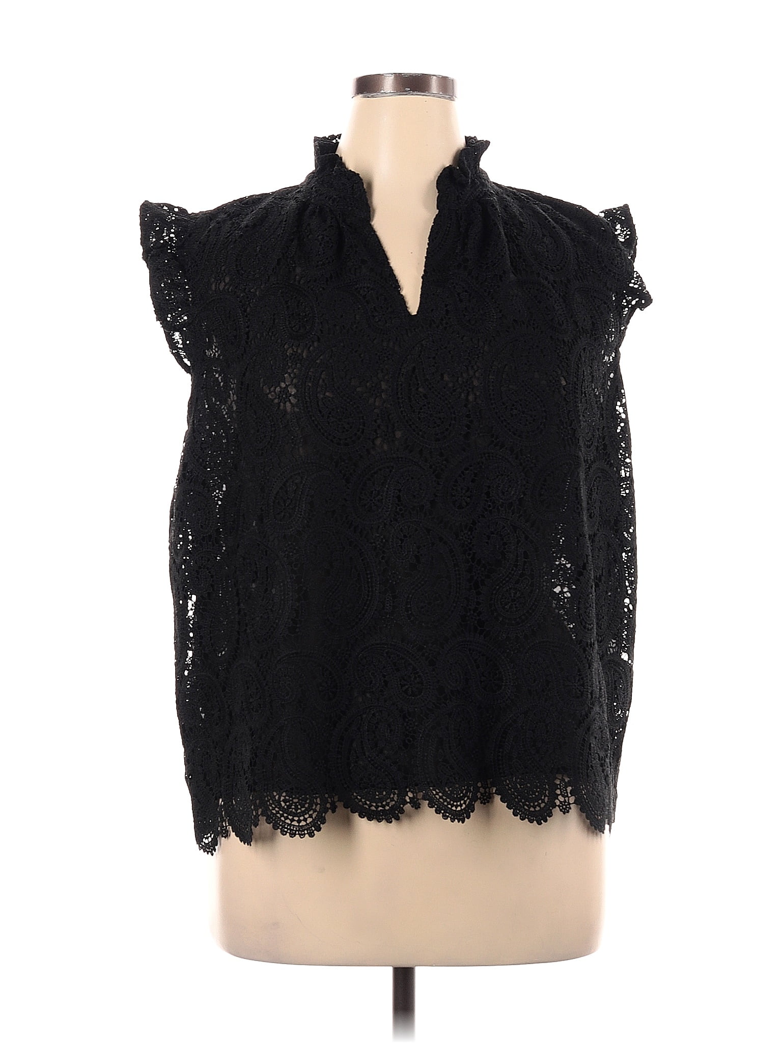 Ann Taylor 100 Polyester Black Short Sleeve Blouse Size Xl 72 Off