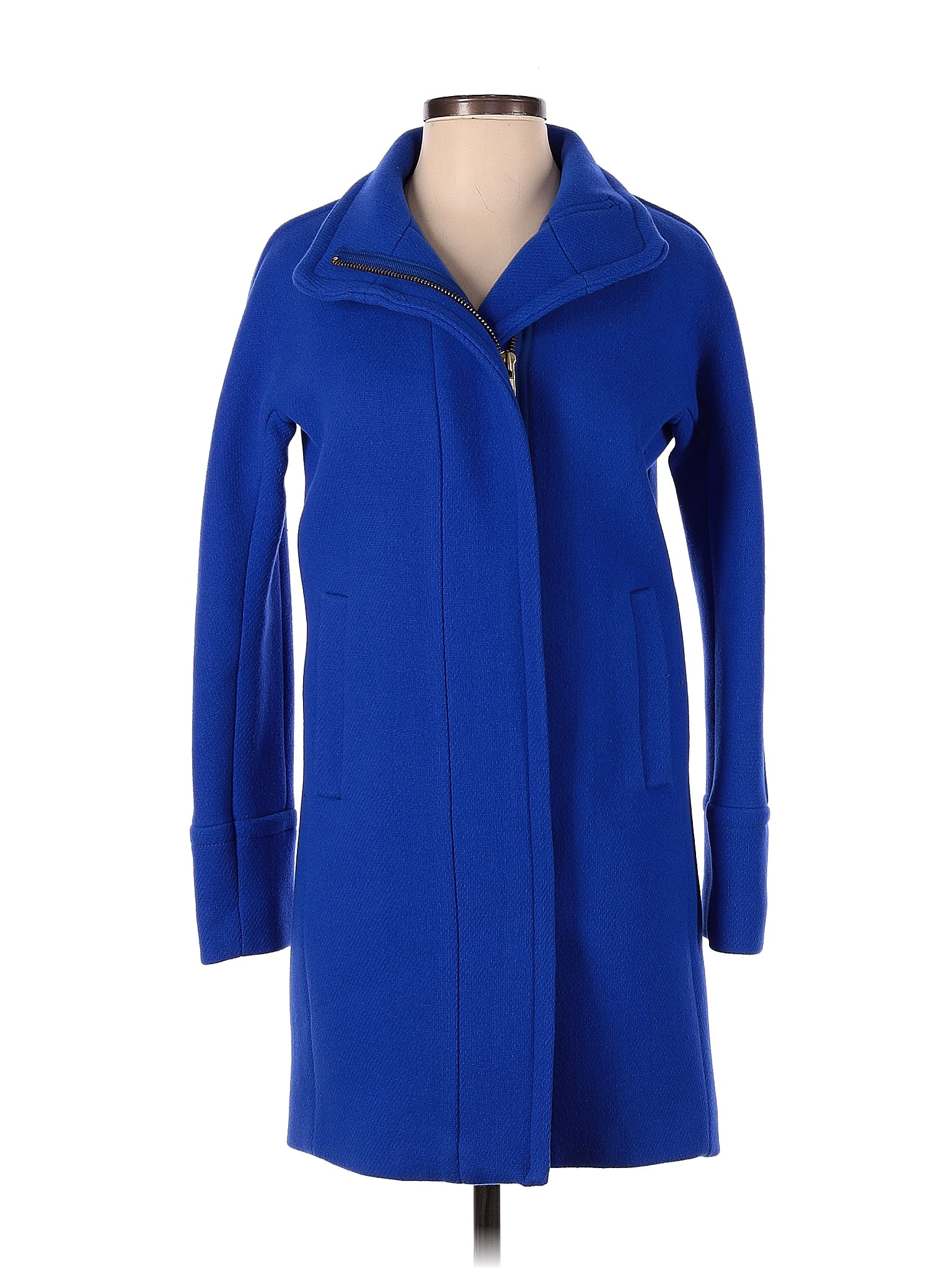 J.Crew Solid Sapphire Blue Wool Coat Size 00 - 74% off | thredUP