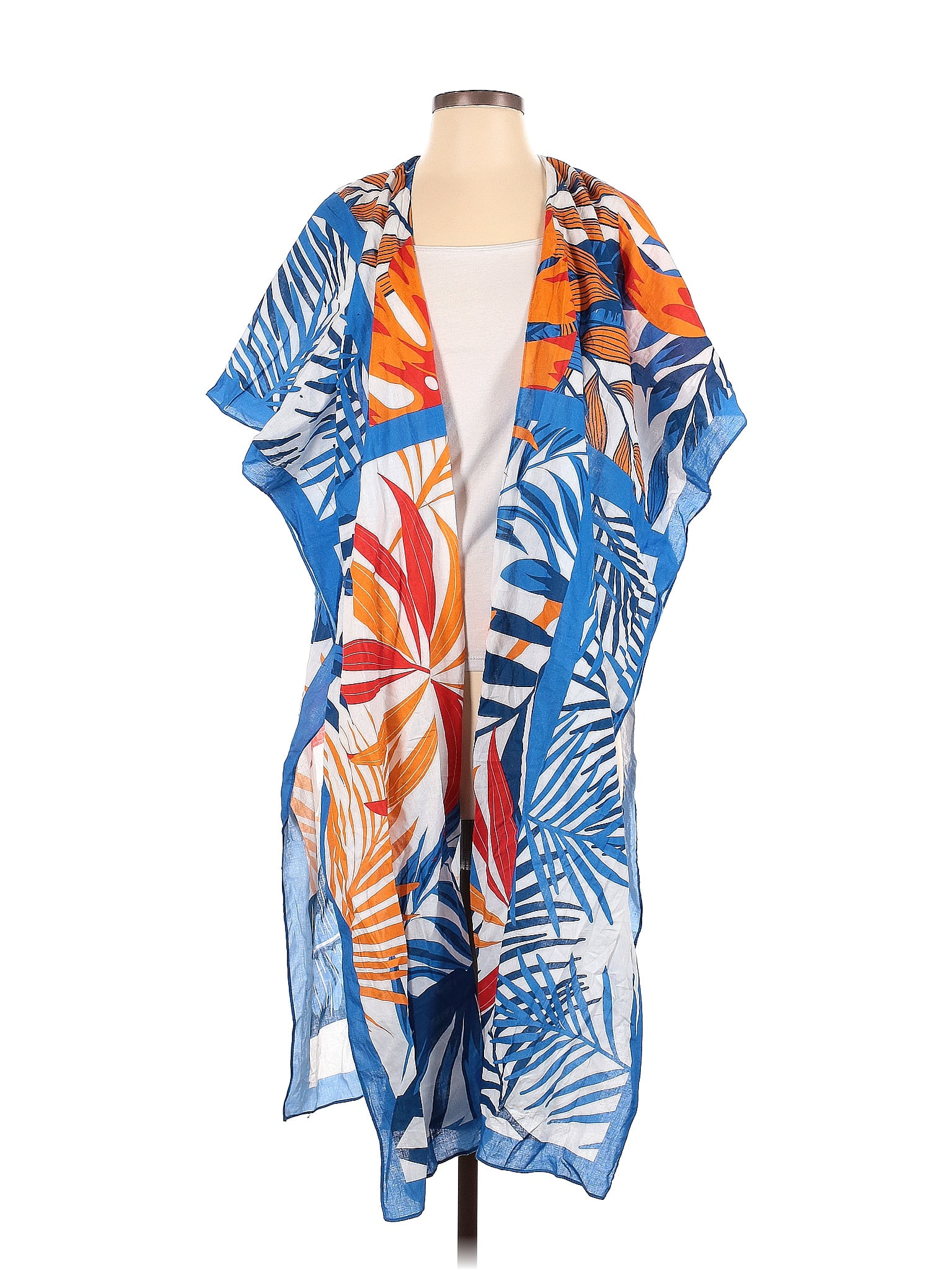 Kate And Mallory Designs 100 Cotton Tropical Multi Color Blue Kimono One