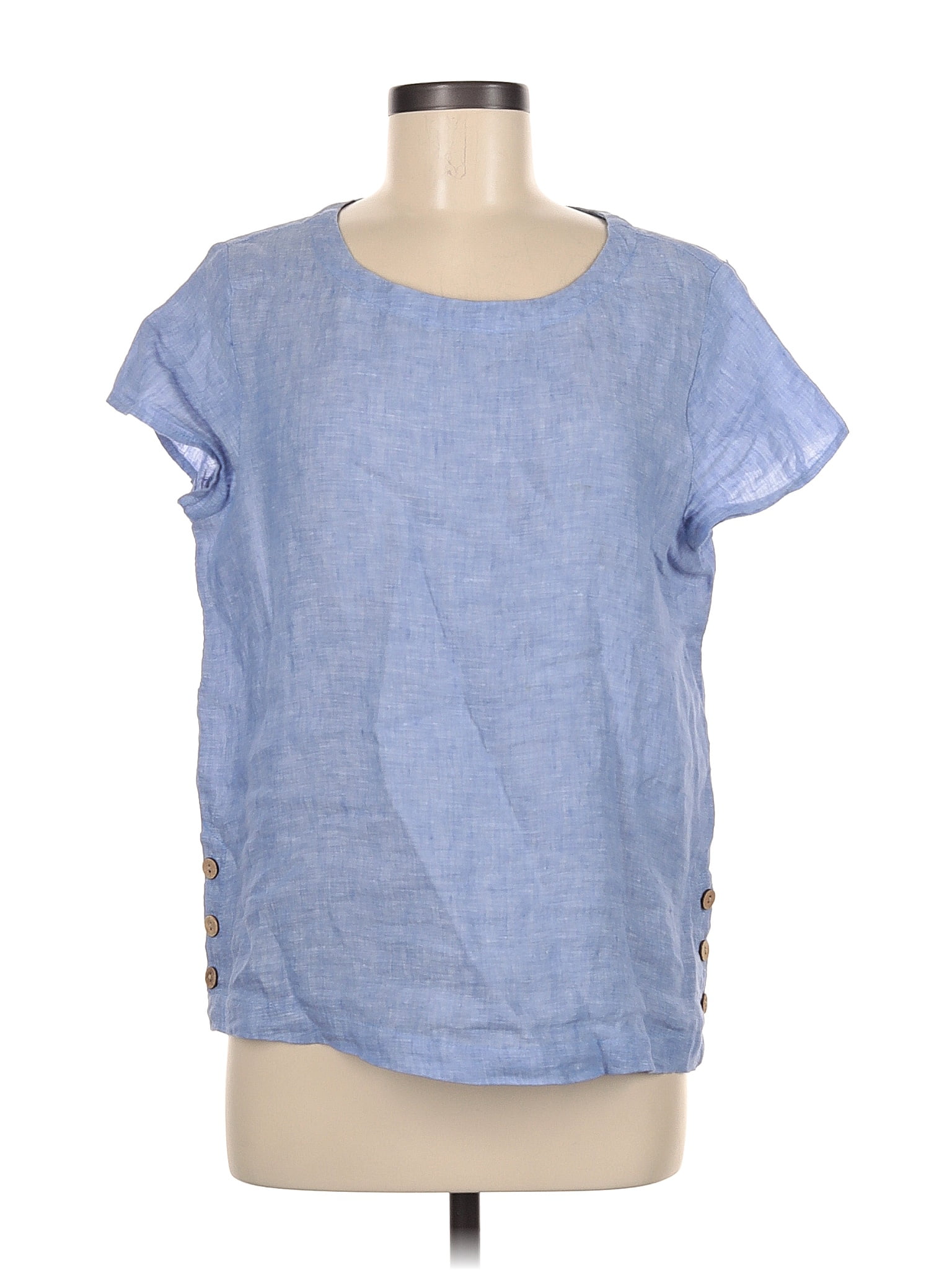 C&C California 100% Linen Blue Short Sleeve Blouse Size M - 75% off ...