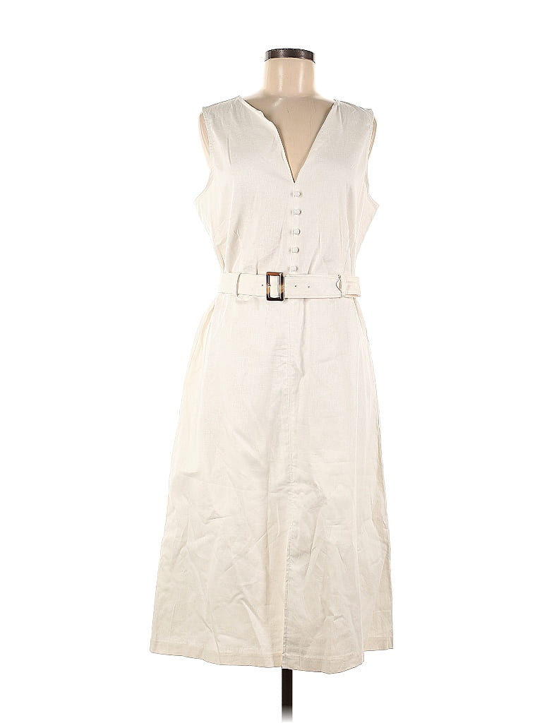 Banana Republic Factory Store Solid Ivory Casual Dress Size 10 71