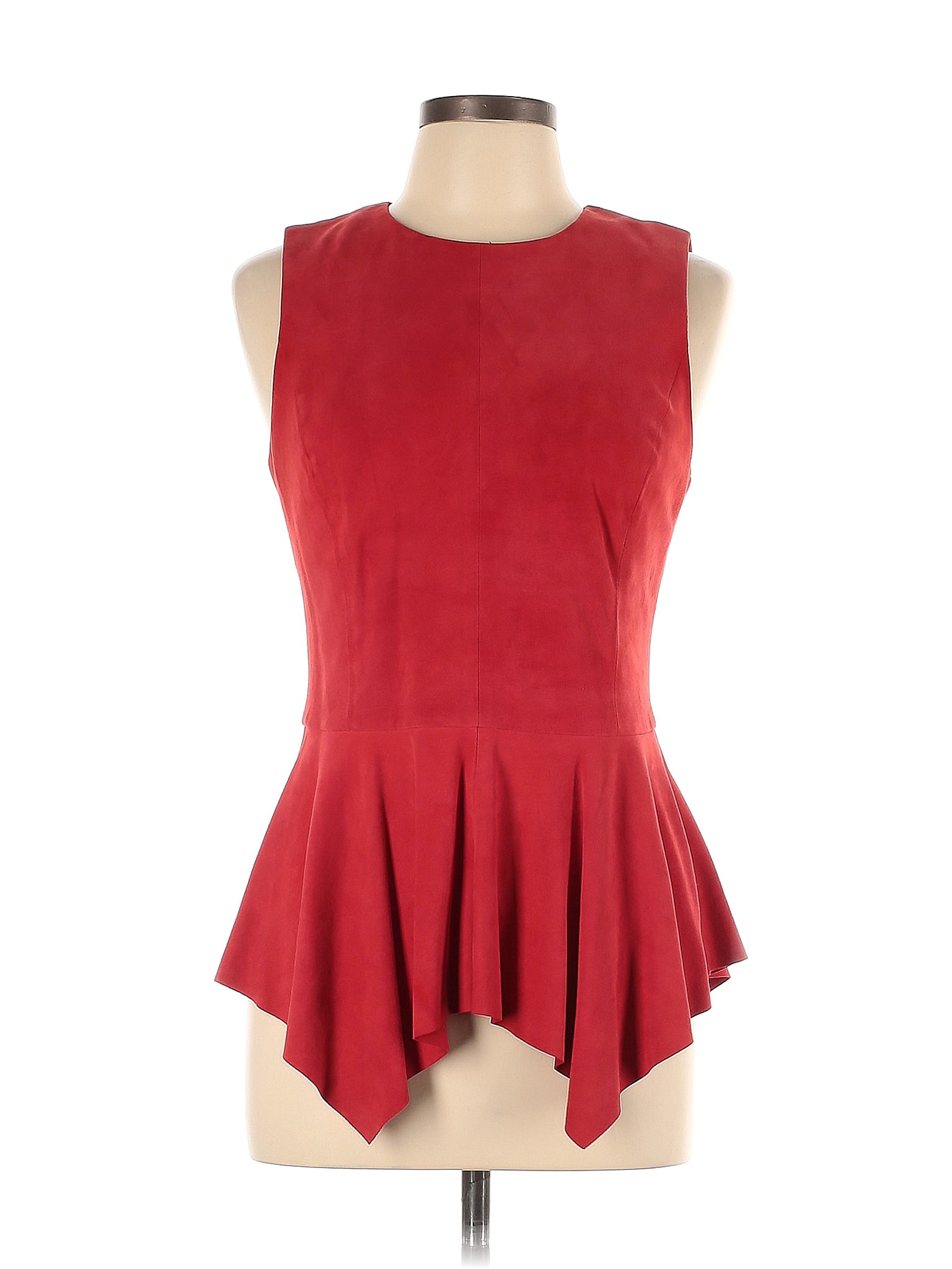 W by Worth 100% Leather Solid Red Sleeveless Blouse Size 8 - 81% off ...