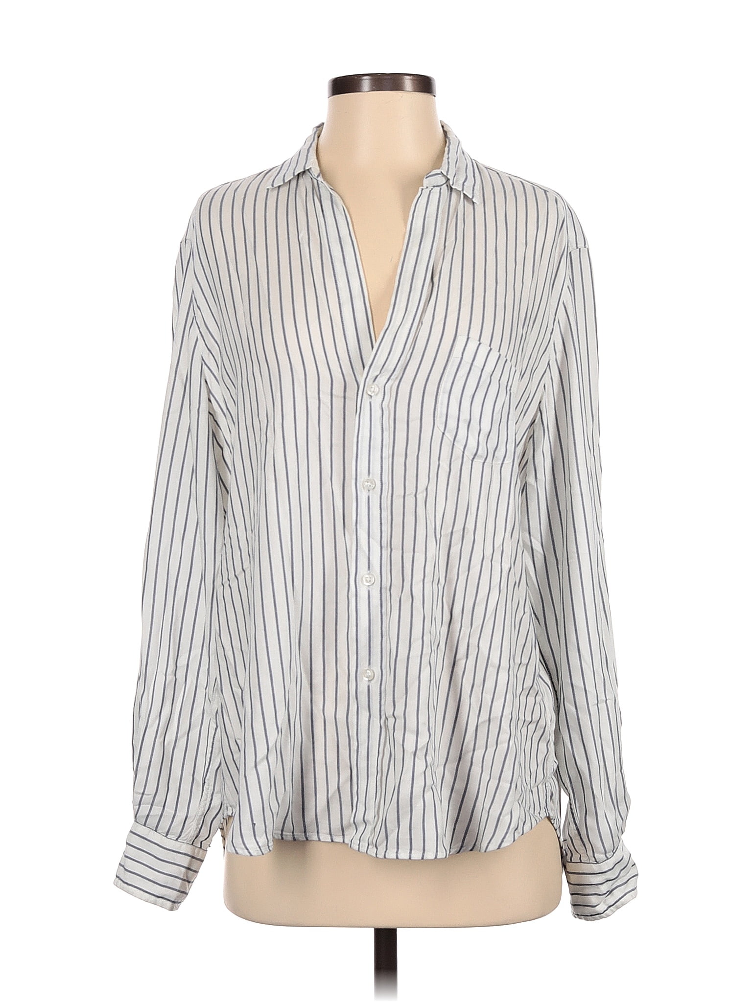 Frank & Eileen 100% Modal Stripes White Silver Long Sleeve Button-Down Shirt Size S - 80% off ...
