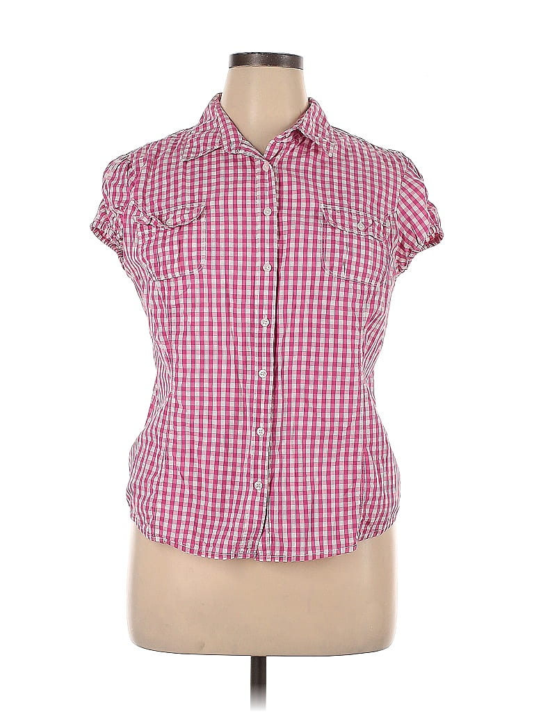 Tommy Hilfiger 100 Cotton Checkered Gingham Pink Sleeveless Button