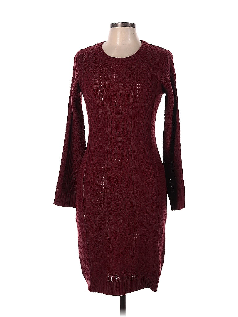 Pink Blush 100 Acrylic Solid Maroon Burgundy Casual Dress Size L 47