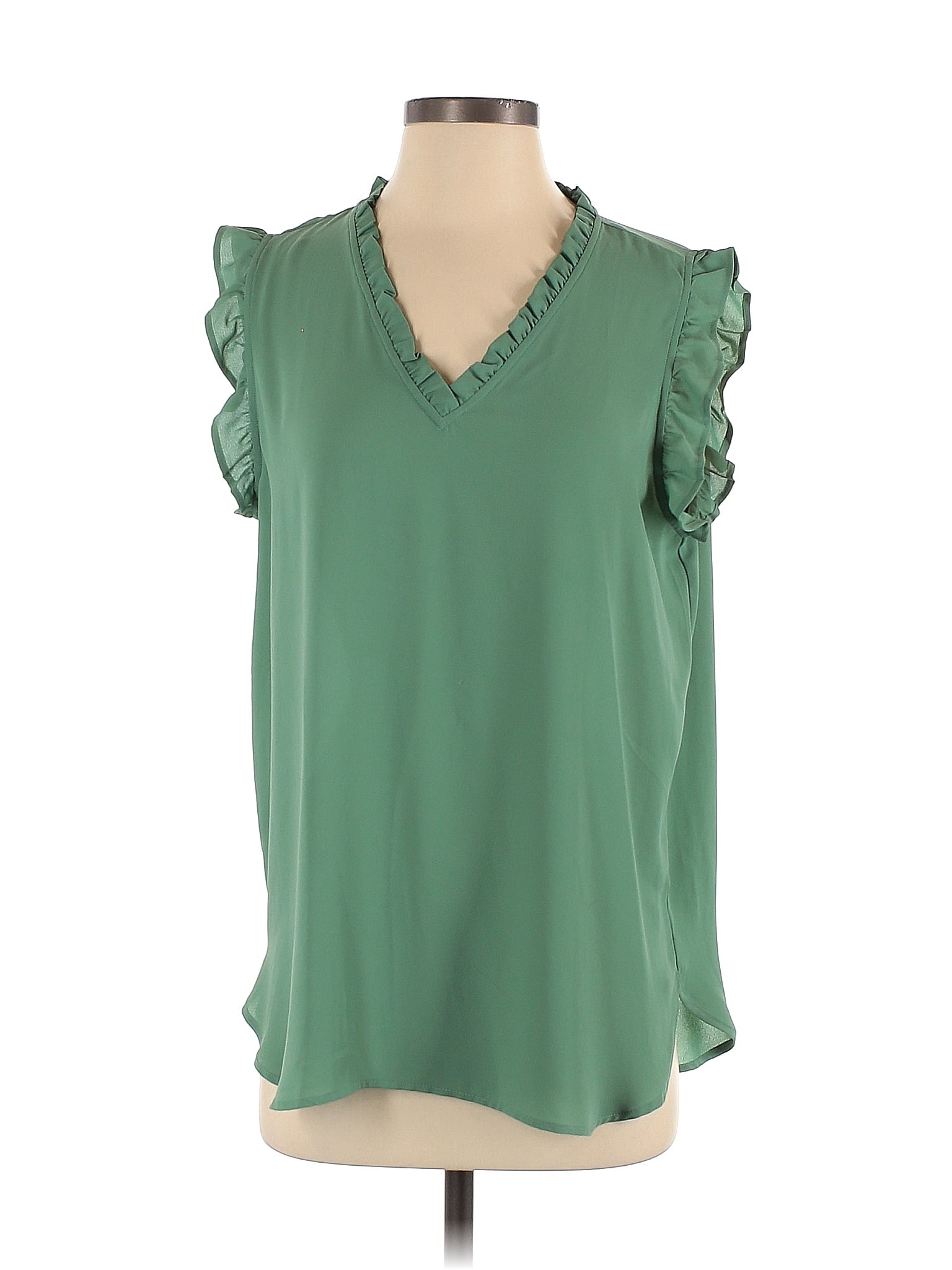 Ann Taylor Loft 100 Polyester Green Sleeveless Blouse Size M 63 Off