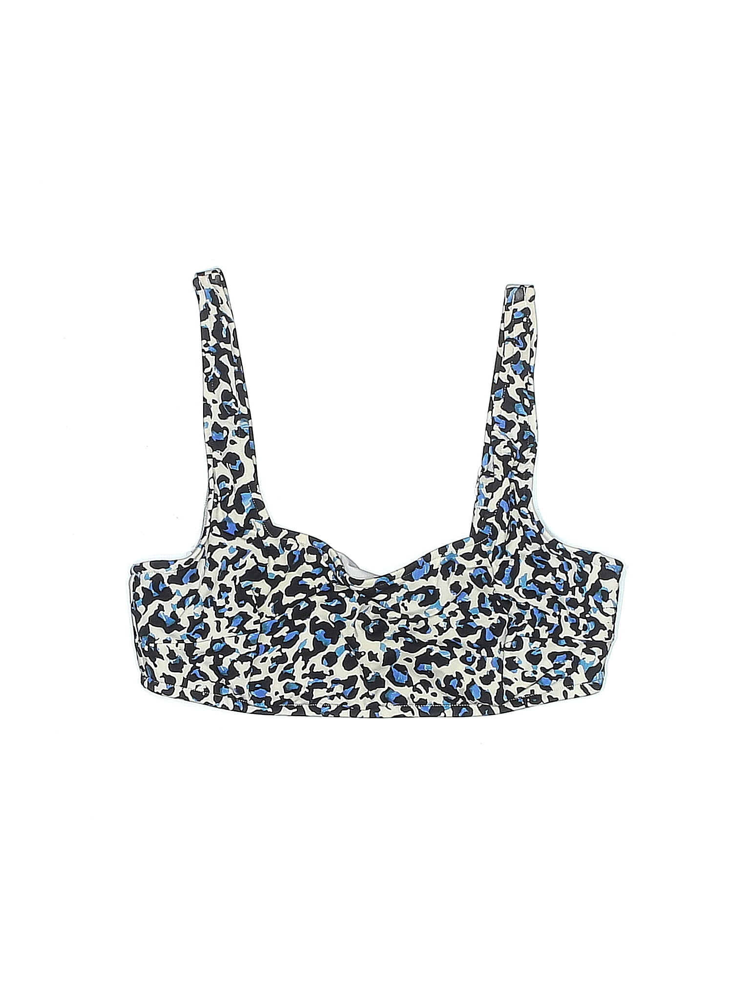 Victorias Secret Leopard Print Multi Color Blue Swimsuit Top Size Med