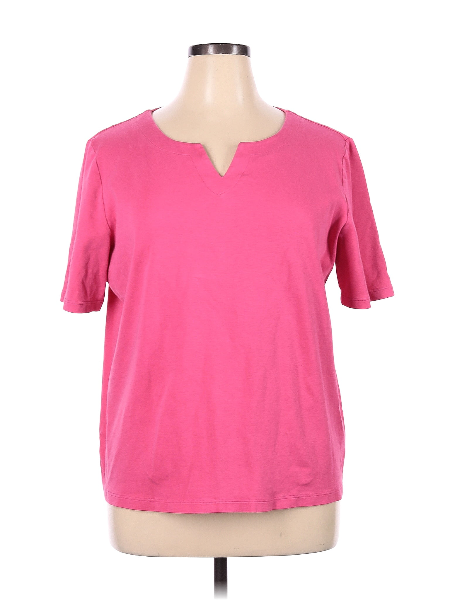 North Style 100 Cotton Solid Pink Short Sleeve Blouse Size Xl 64
