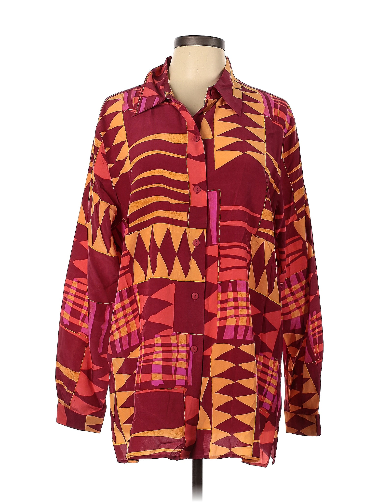 Silk Slore By Beth Terrell 100% Silk Aztec Or Tribal Print Burgundy ...