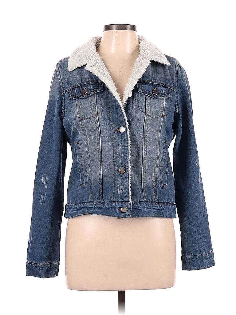 1 Sunset Lane Solid Blue Denim Jacket Size M - 54% off | thredUP